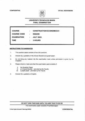 DQS251 - final exam paper - building environment - Studocu