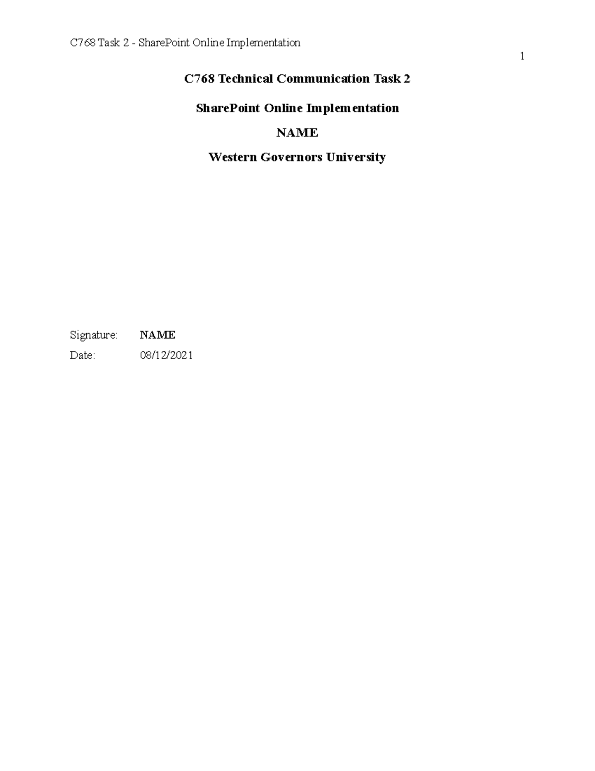 C768 Task 2 Approved Assignment Work - 1 C768 Technical Communication Task 2 SharePoint Online ...