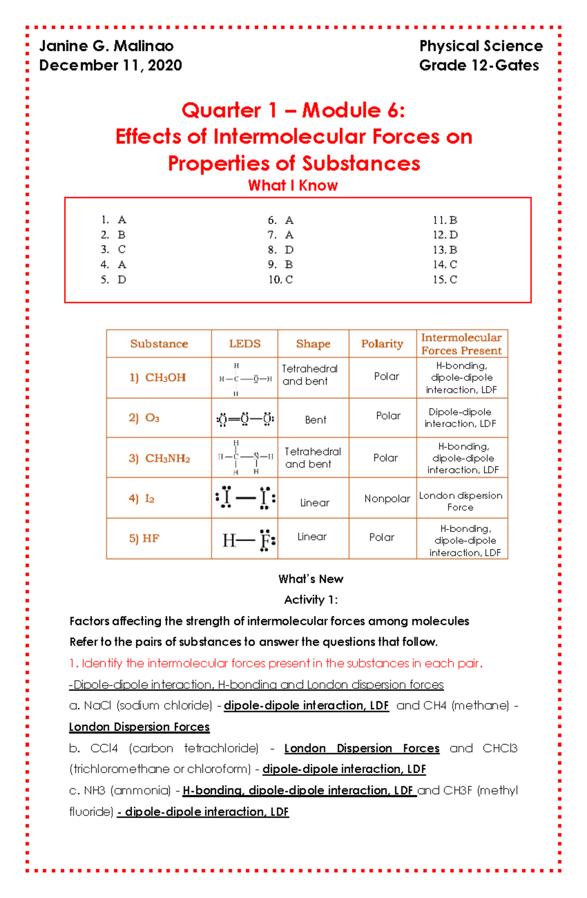 Physical Science Module 6 - Quarter 1 – Module 6: Effects of ...