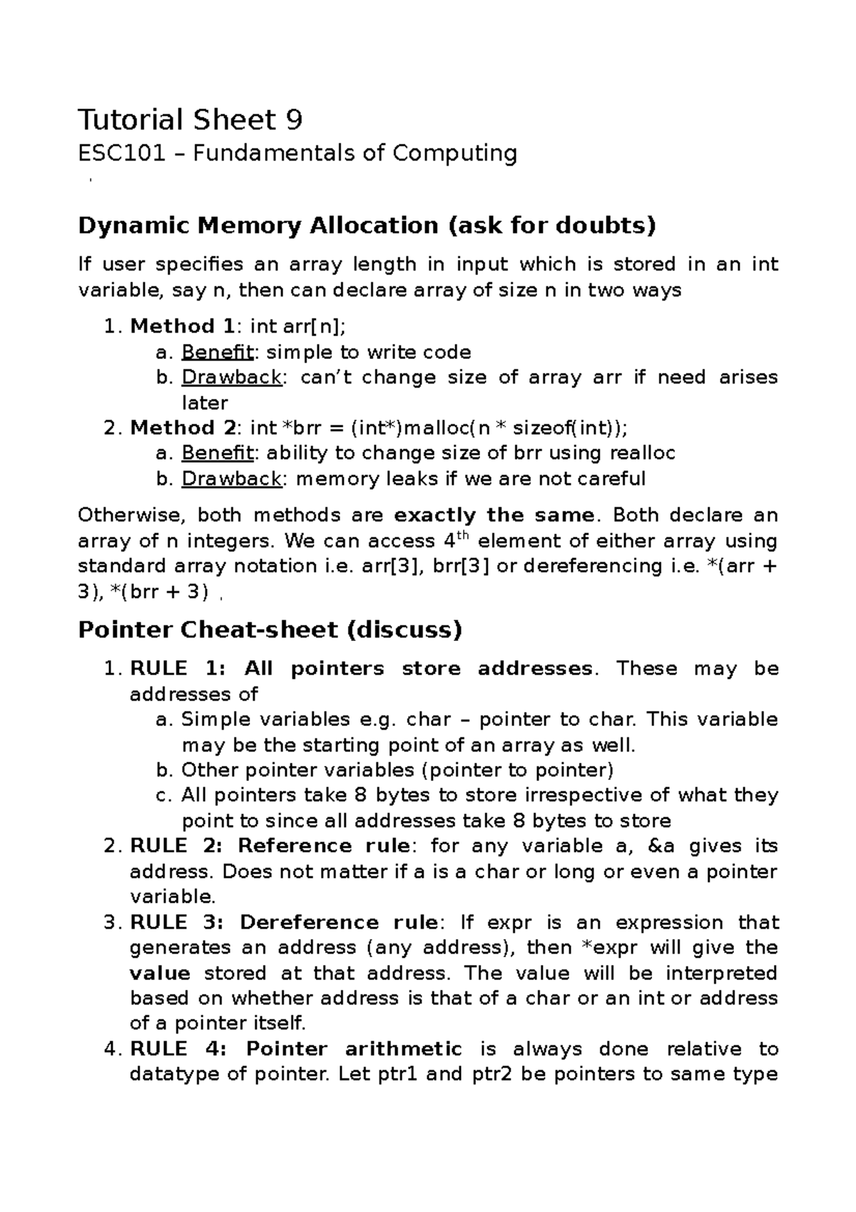 Week9 Tutorial Sheet Shared By Professor Tutorial Sheet 9 Esc101 Fundamentals Of Computing