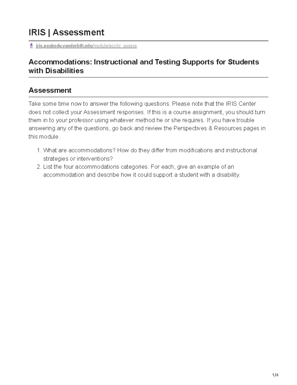 Module 2 - IRIS | Assessment iris.peabody.vanderbilt/module/acc/cr ...