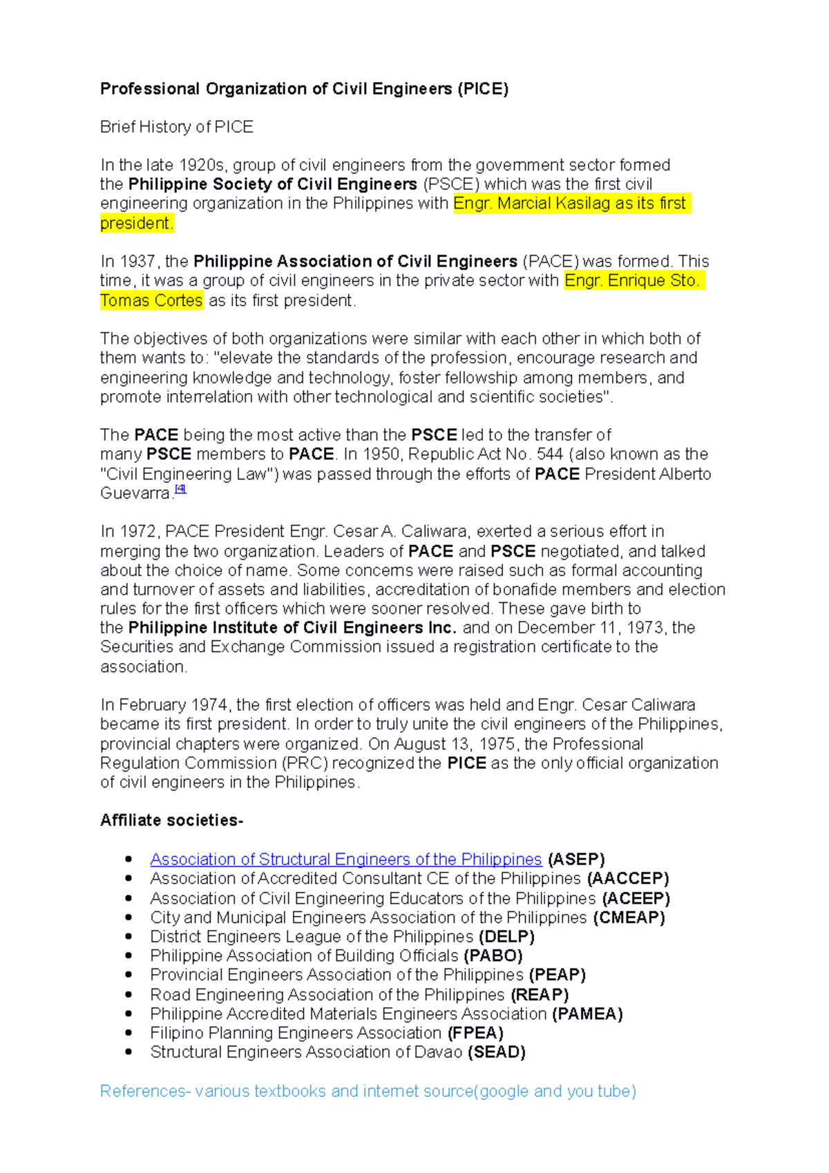 Various CE Laws - review - Professional Organization of Civil Engineers ...