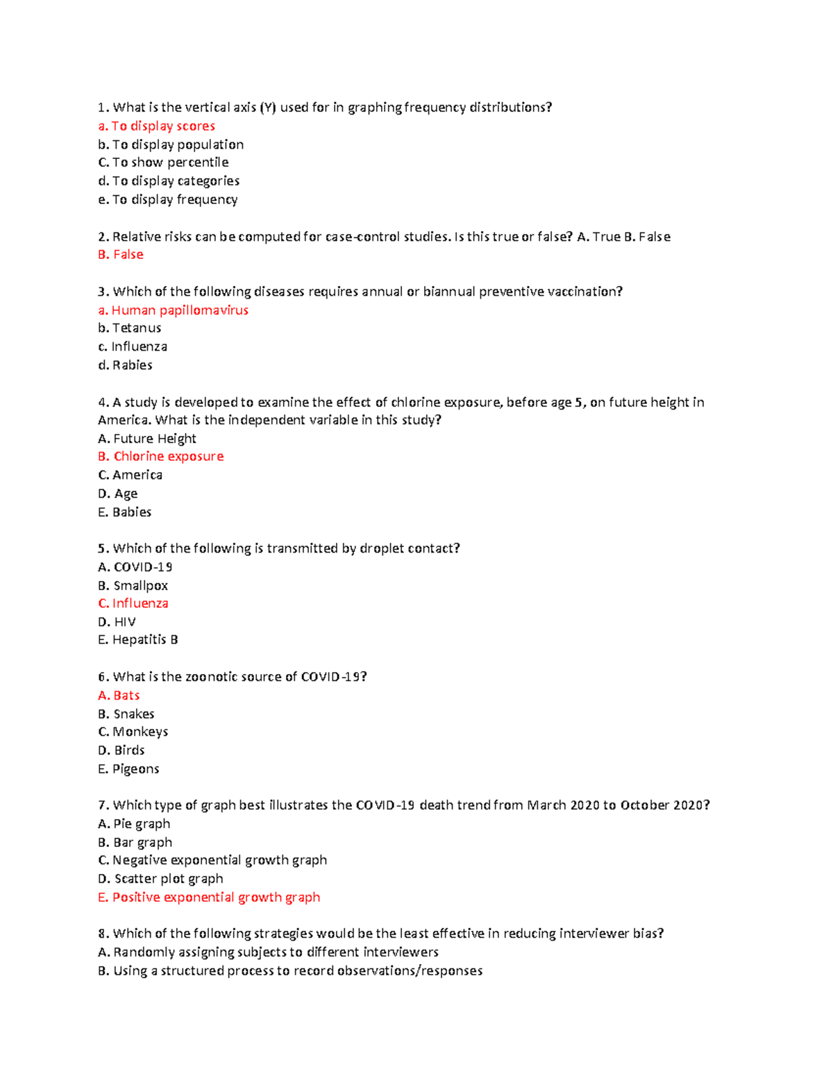 Biostat - Midterm examination with answers - What is the vertical axis ...