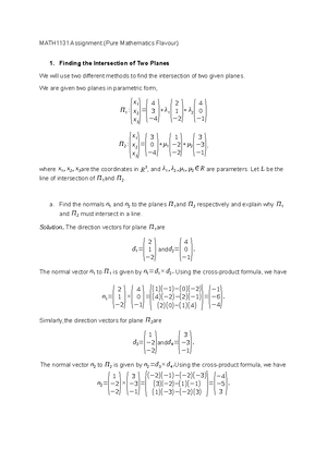 MATH1131 assignment - MATH1131 Assignment Pure Mathematics Question 2 ...