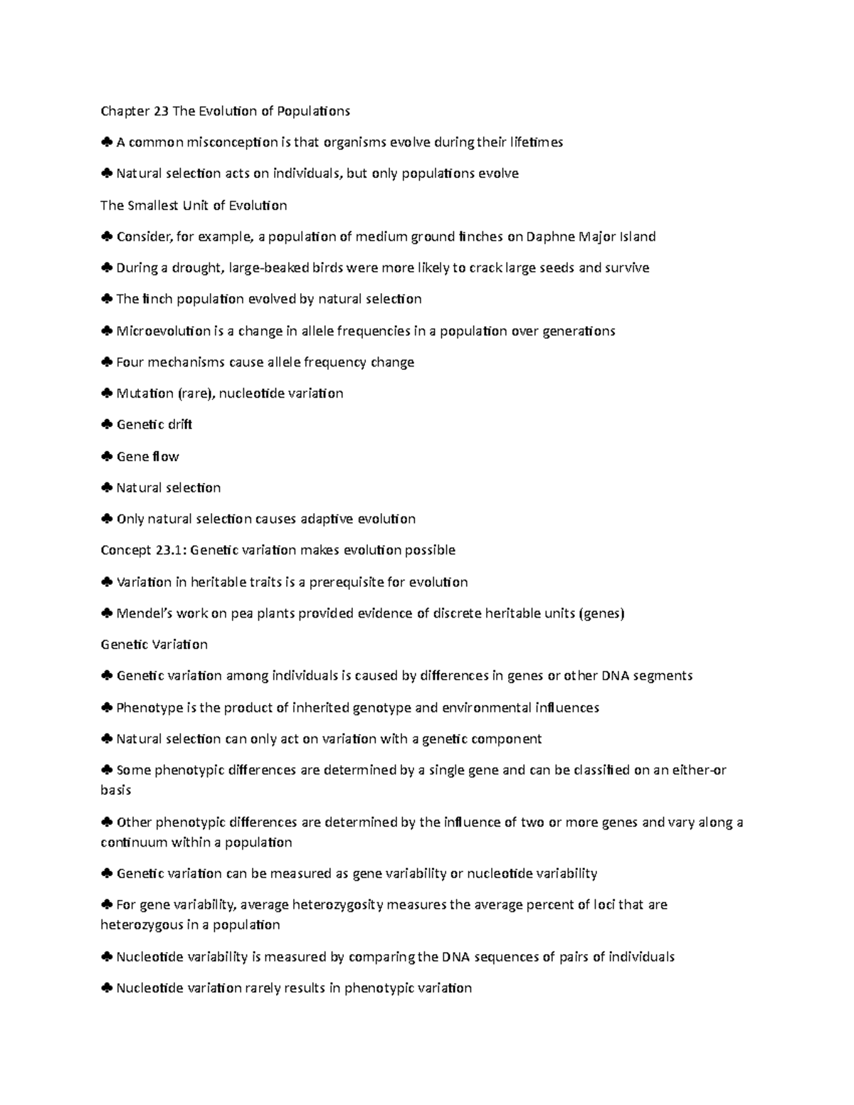 BIOL 10 - BIOL 102 Lecture 10 notes - Chapter 23 The Evolution of ...