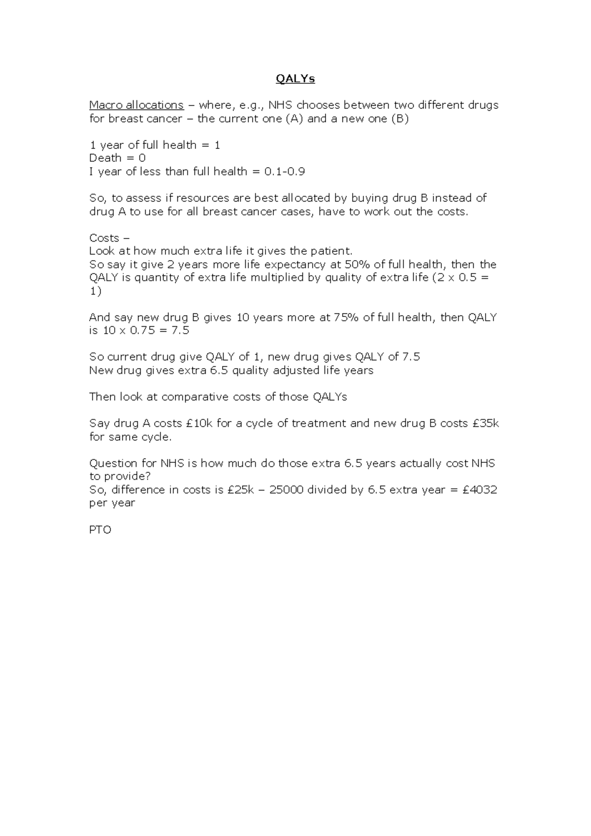 QALY worked example - Lecture - QALYs Macro allocations – where, e ...
