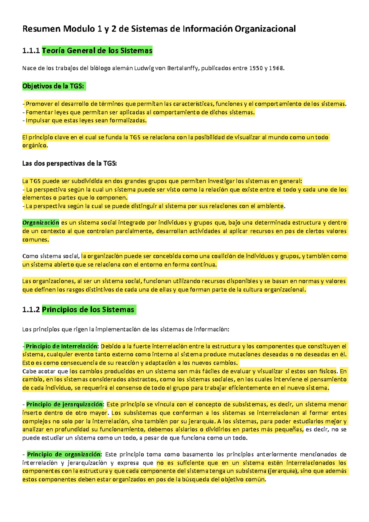 Resumen M1 - M2 - SIST. Informacion ORG - Resumen Modulo 1 y 2 de Sistemas de Información - Studocu