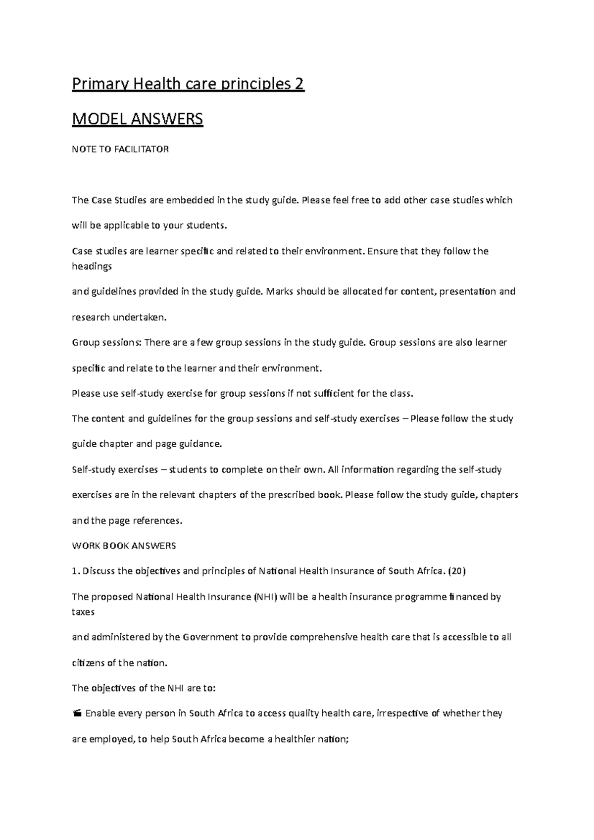 Guide 15 Primary Health care principles 2 - Primary Health care ...