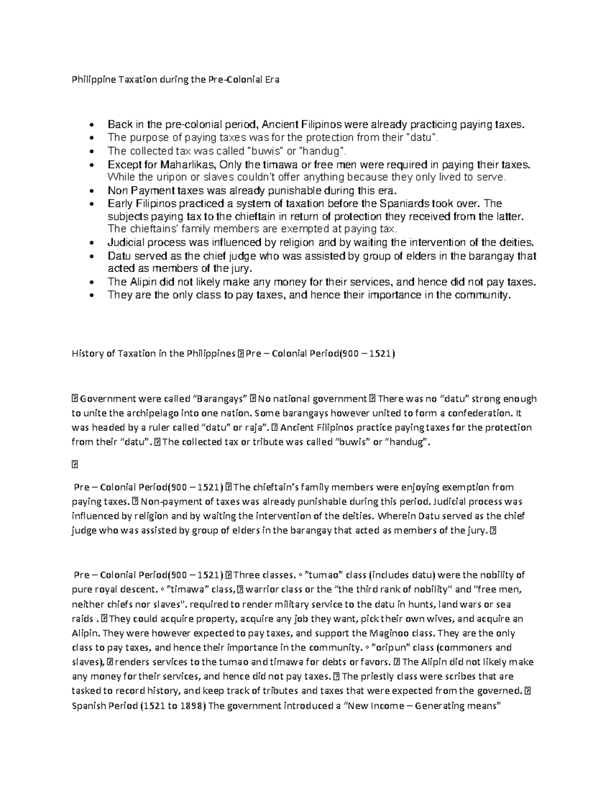 Philippine Taxation during the Pre Colonialc spanishand american era ...