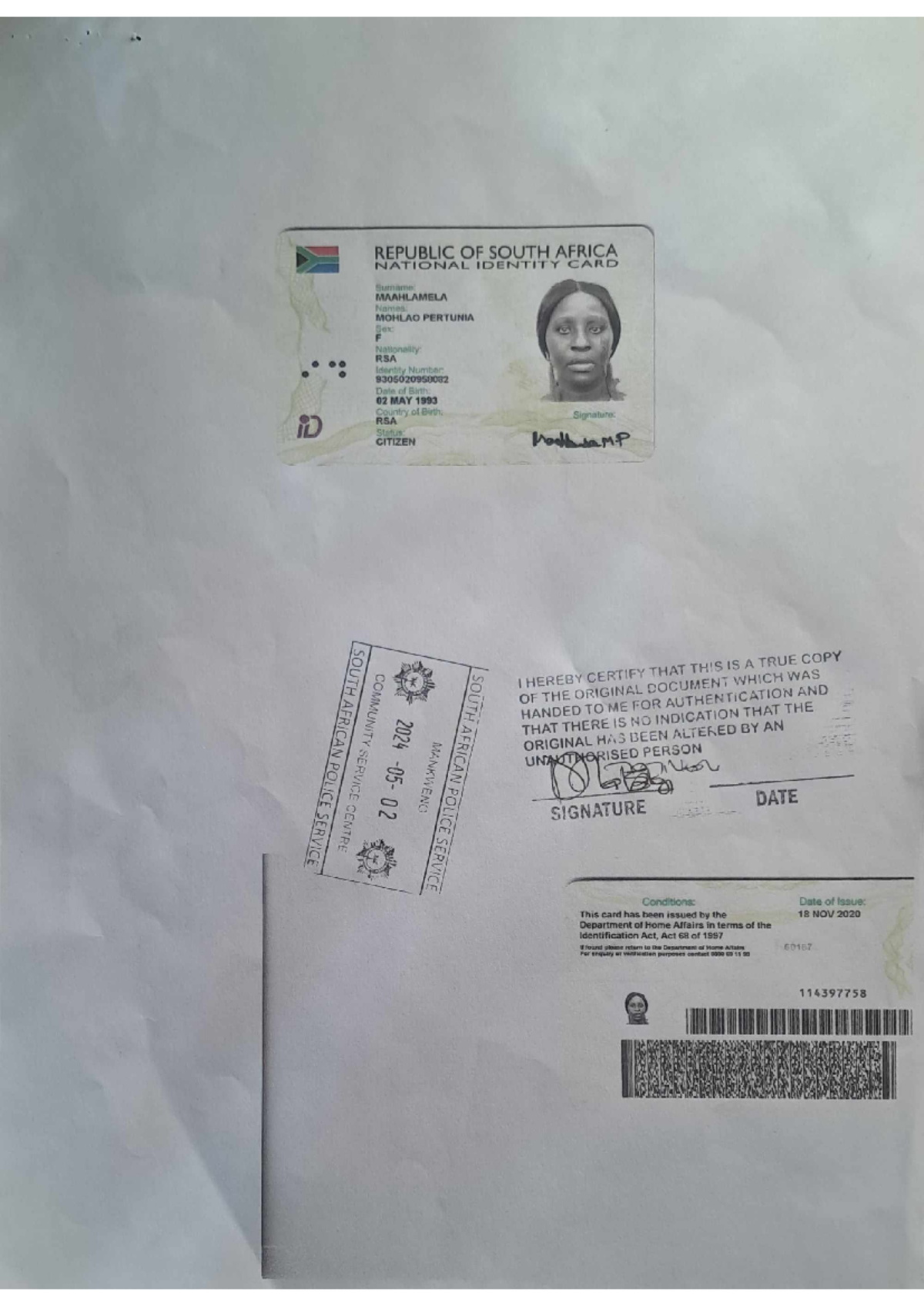 ID Copy - BSW1503 Assignment 4 Portfolio - REPUBLIC OF SOUTH AFRICA ...
