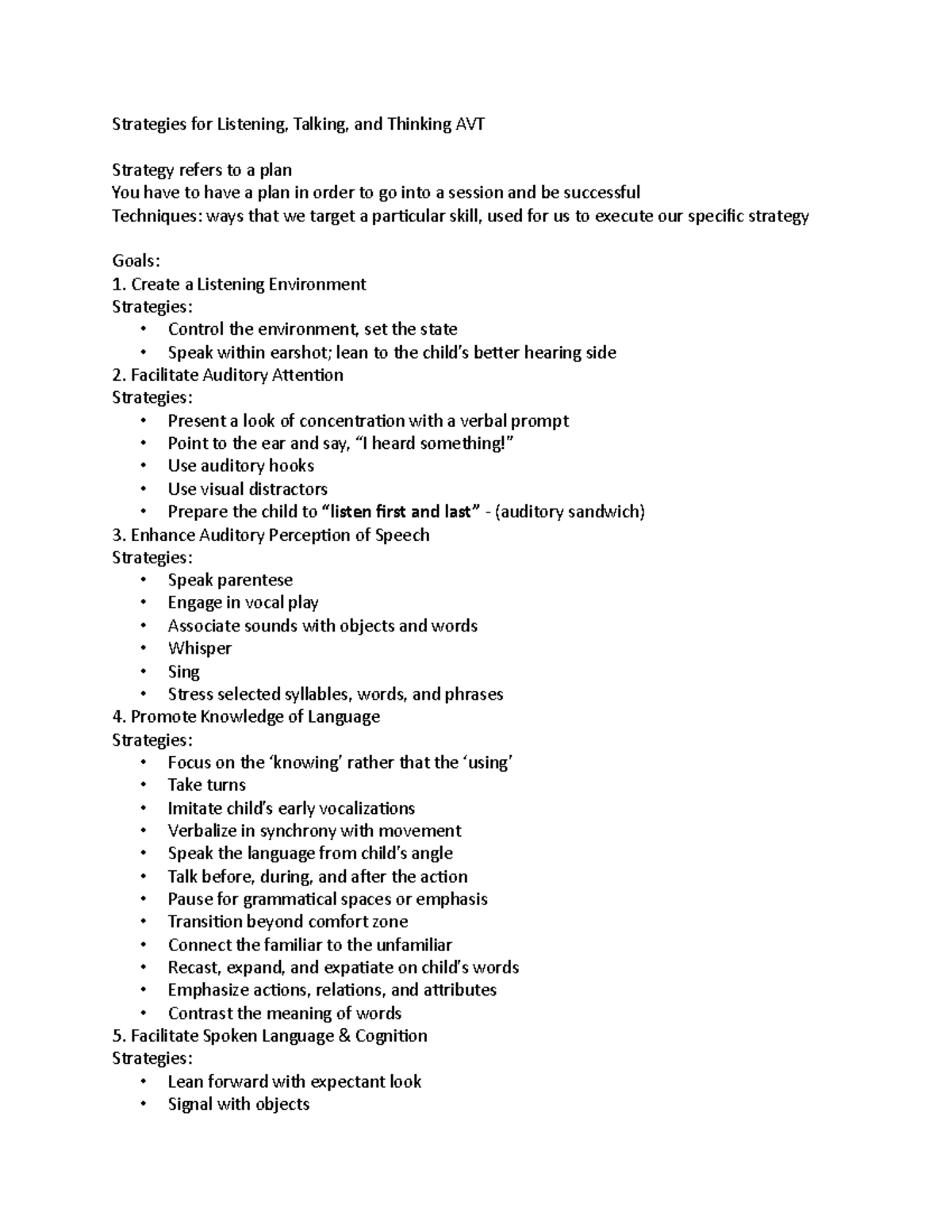 Strategies for Listening, Talking, and Thinking AVT - Create a ...