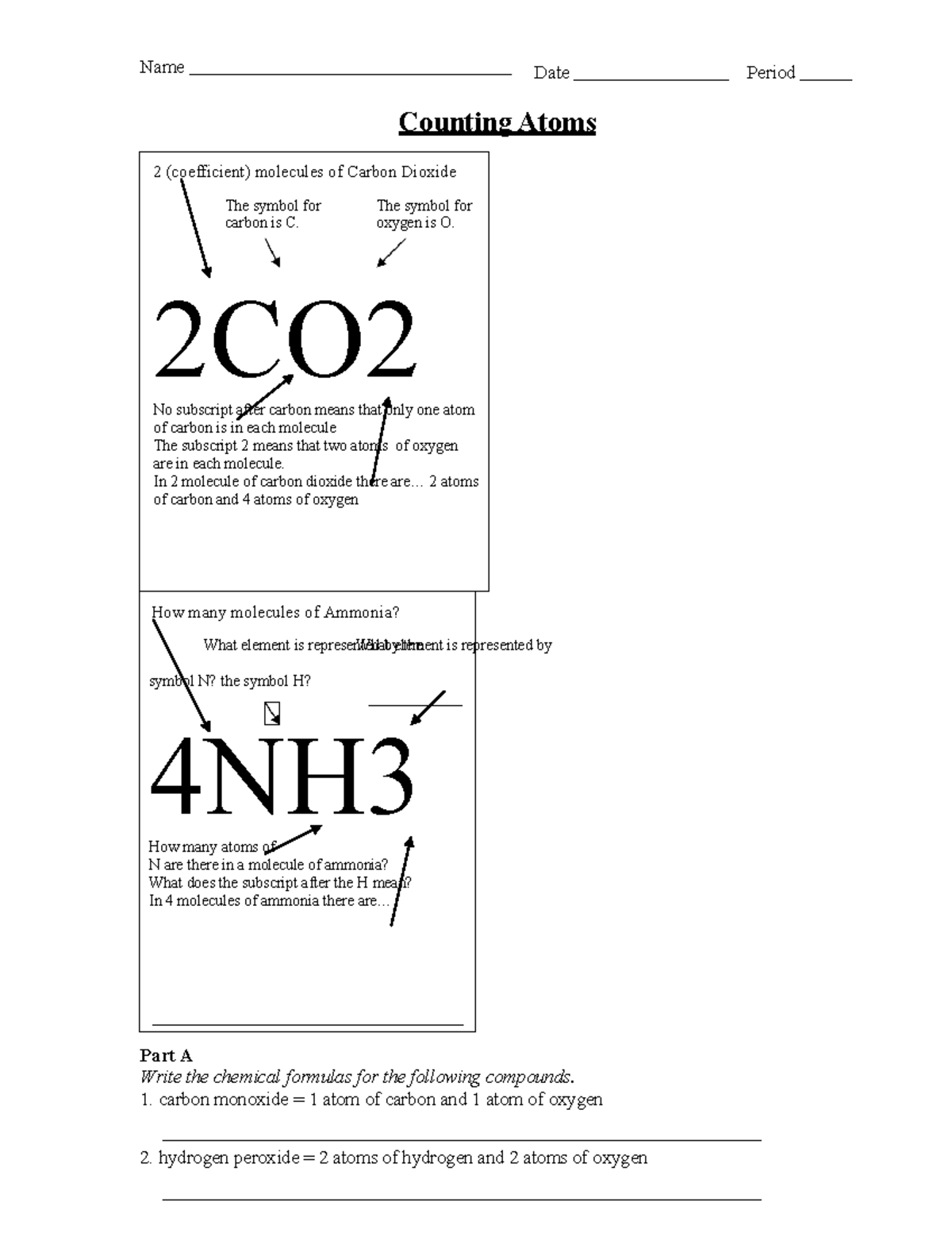 Counting atoms - je jeh I ked, - 2CO No subscript after carbon means ...