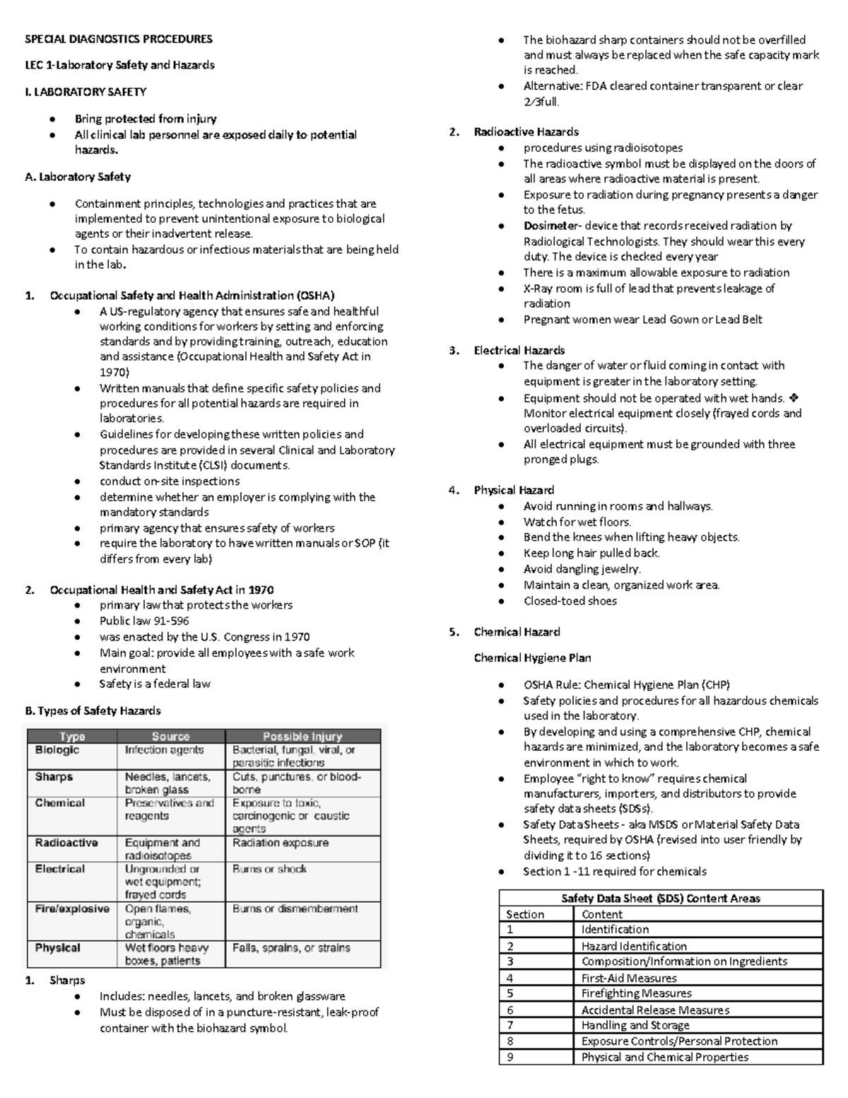 Special Diagnostics Procedures-1-2 - SPECIAL DIAGNOSTICS PROCEDURES LEC ...