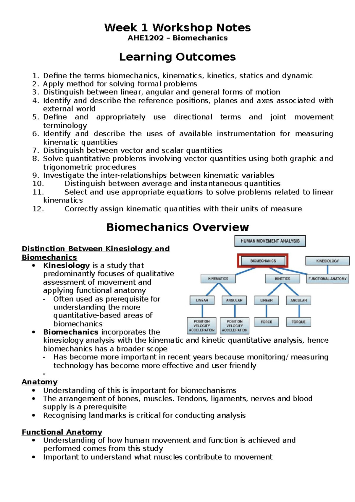 Week 1 Workshop Notes - ahe1200 - Week 1 Workshop Notes AHE1202 ...