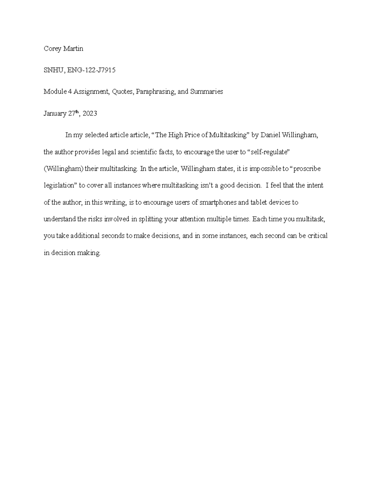 Module 4 Assignment B - Corey Martin SNHU, ENG-122-J Module 4 ...