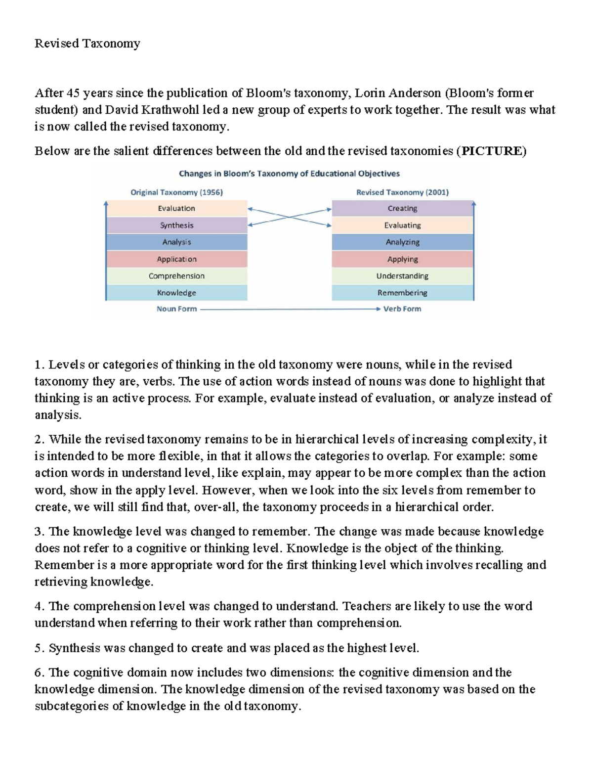 Blooms Taxonomy - Revised Taxonomy After 45 years since the publication ...