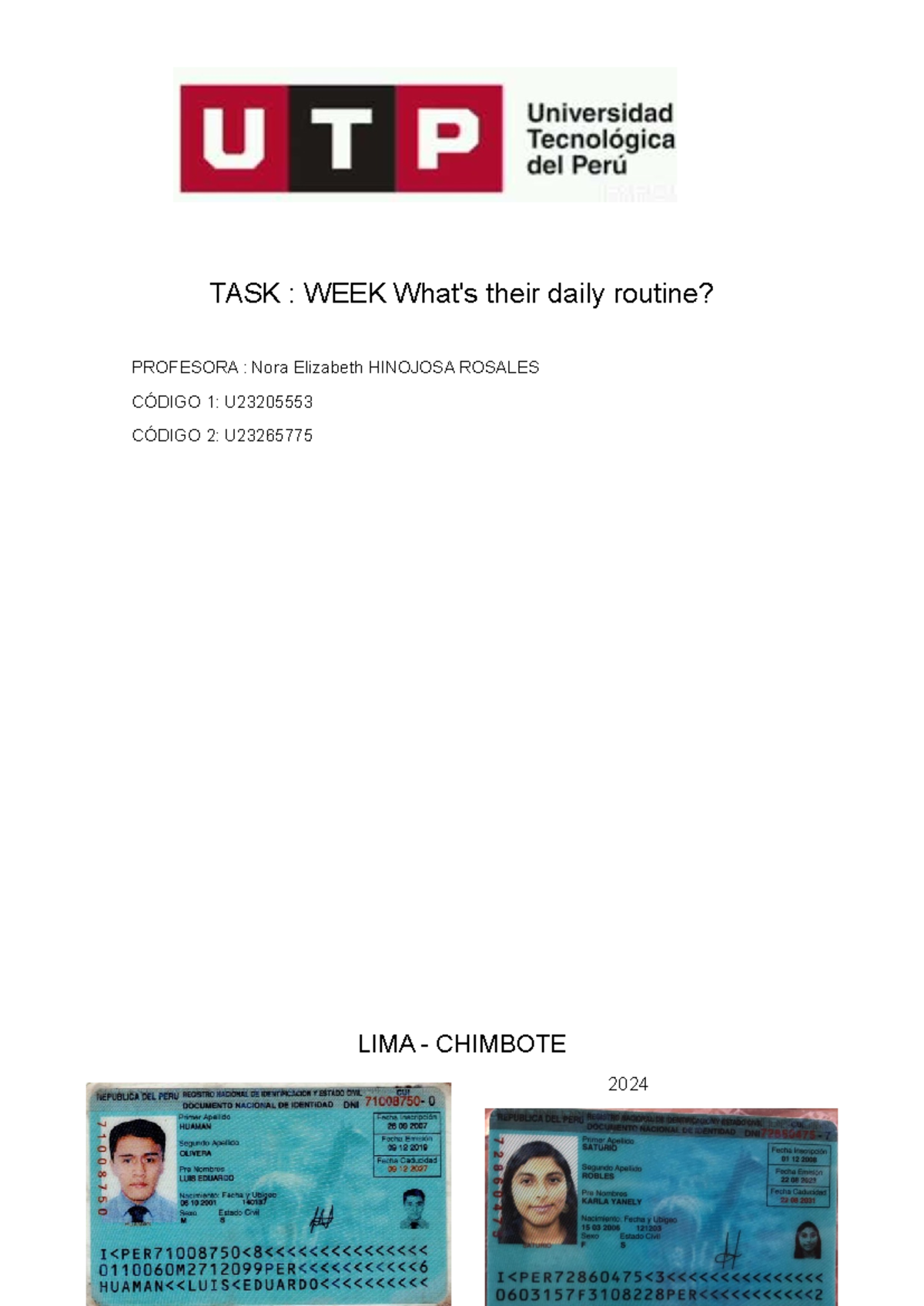 TASK Ingles - pueden guiarse de este ejemplo mio - ingles, tarea - TASK ...