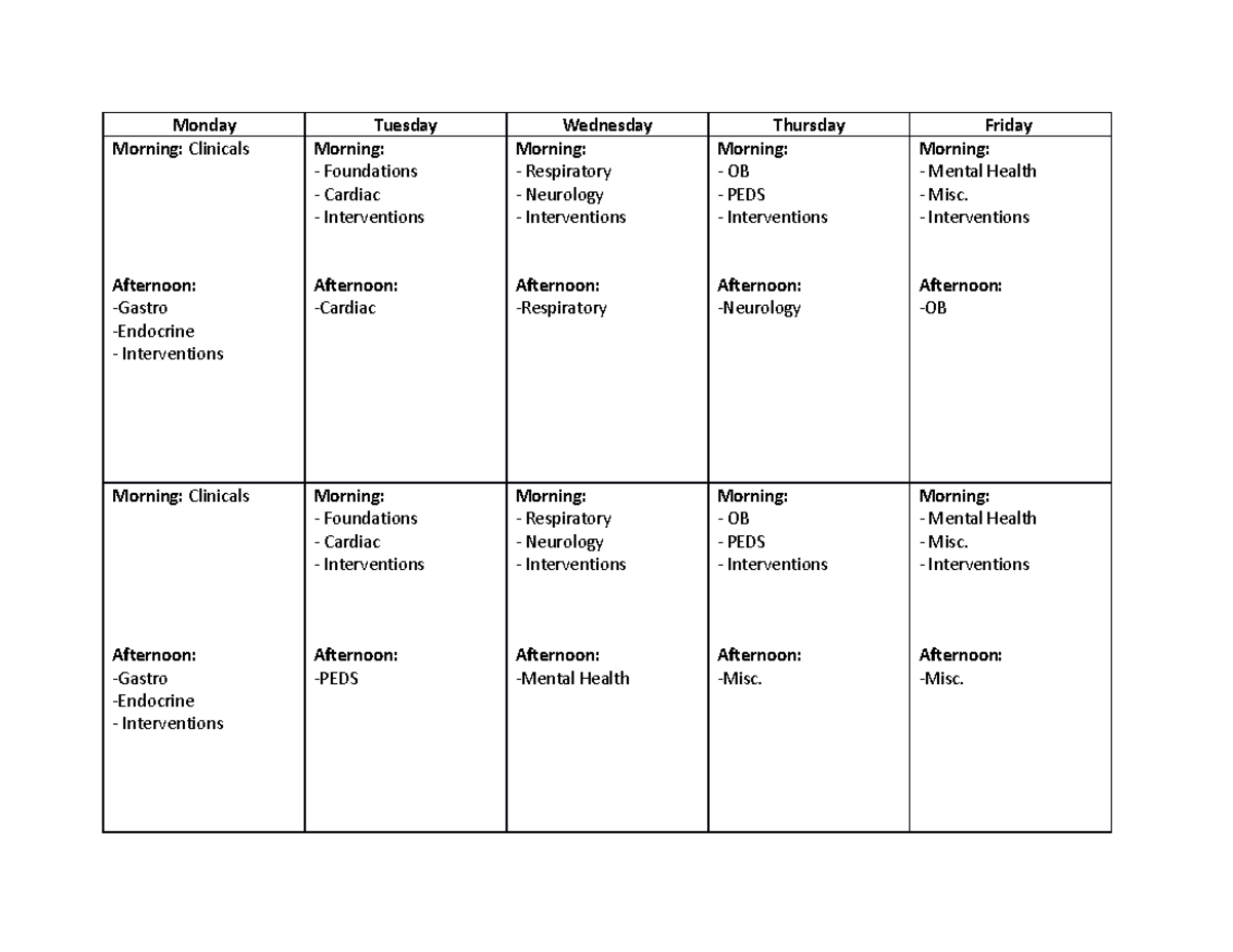 Two Week Planner - Monday Tuesday Wednesday Thursday Friday Morning ...