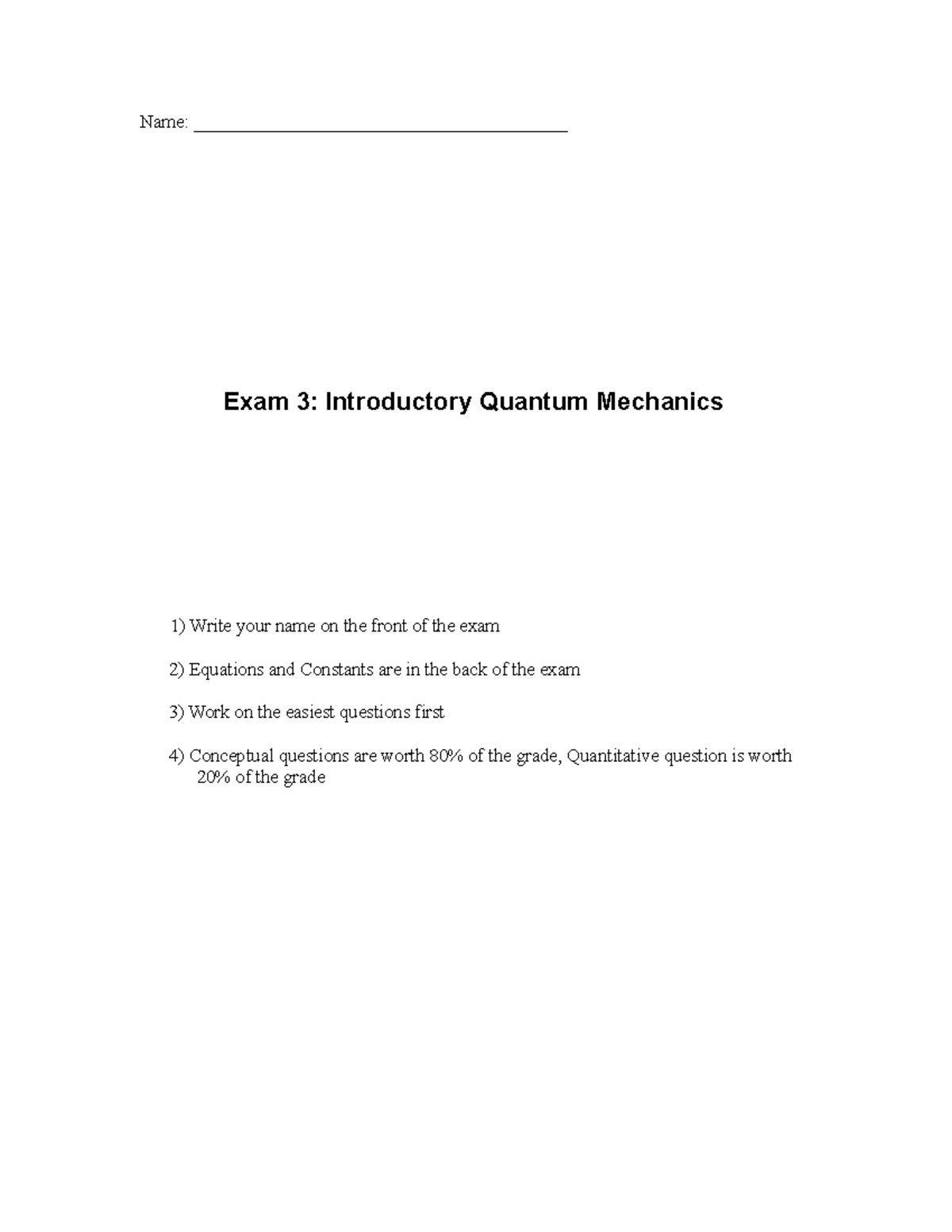 Exam 3 2019 - Exam 3 2019 - Name ...