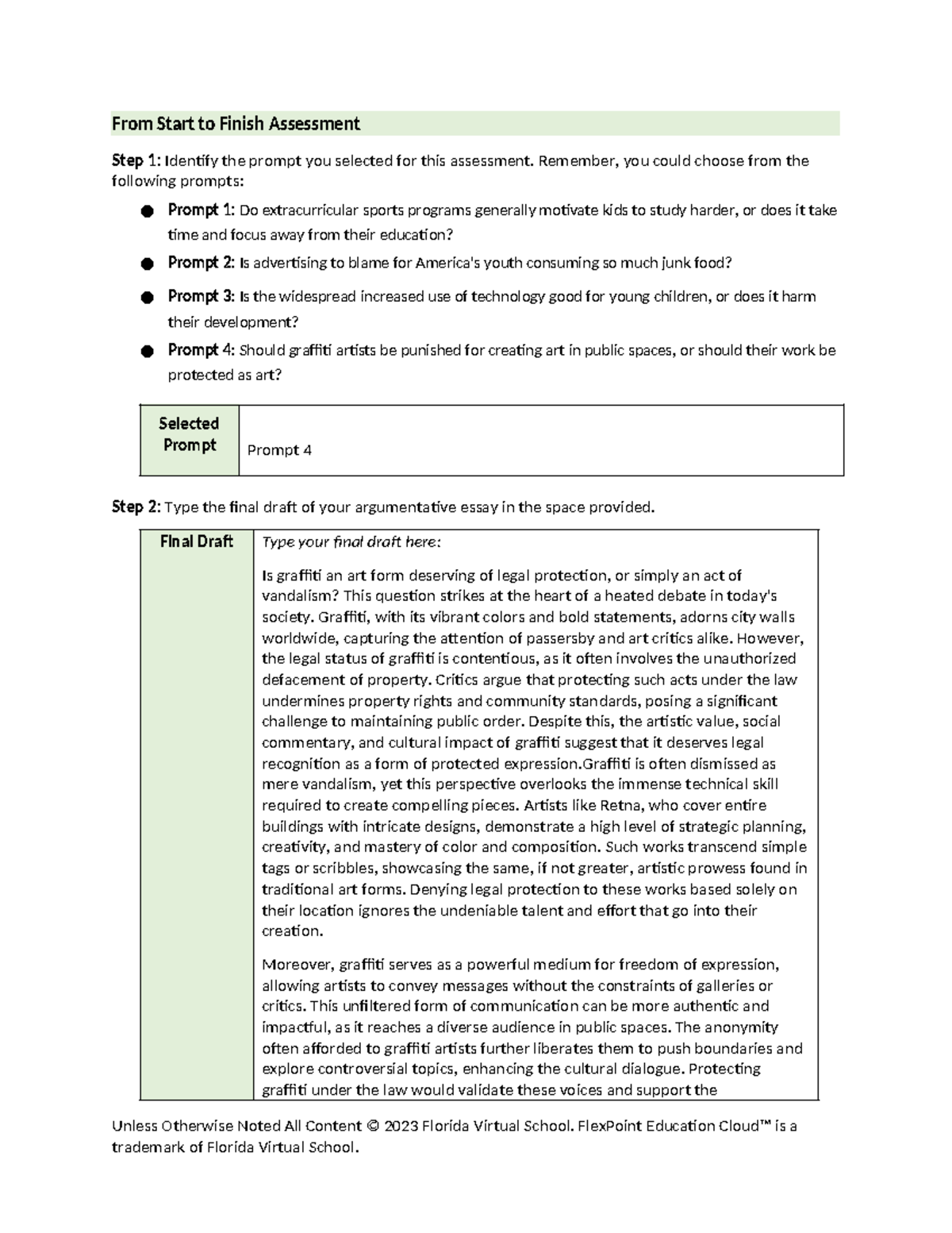 From start to finish assessment - From Start to Finish Assessment Step ...