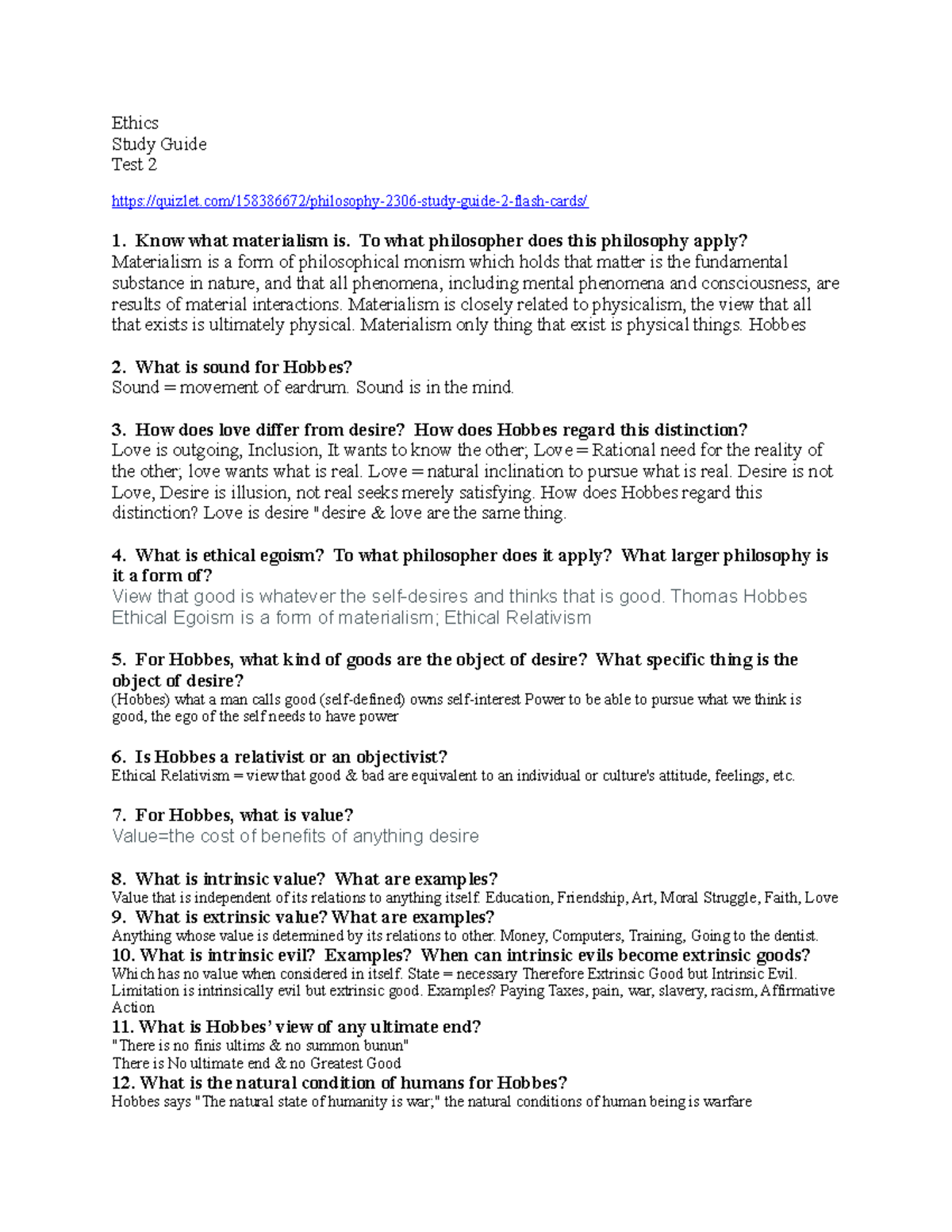 Ethics test 2 study questions - Ethics Study Guide Test 2 - Studocu