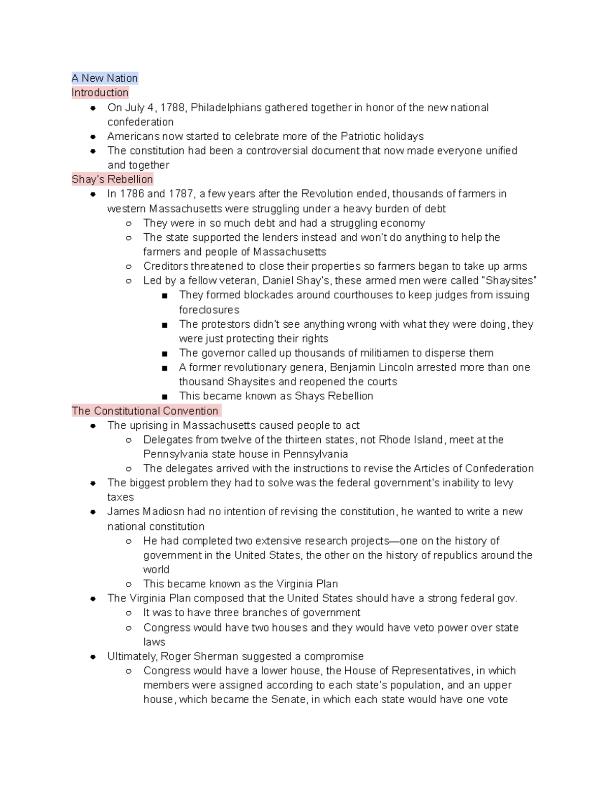 HIST 225 - Unit 2 Creating a New Nation PT. 2 - A New Nation ...