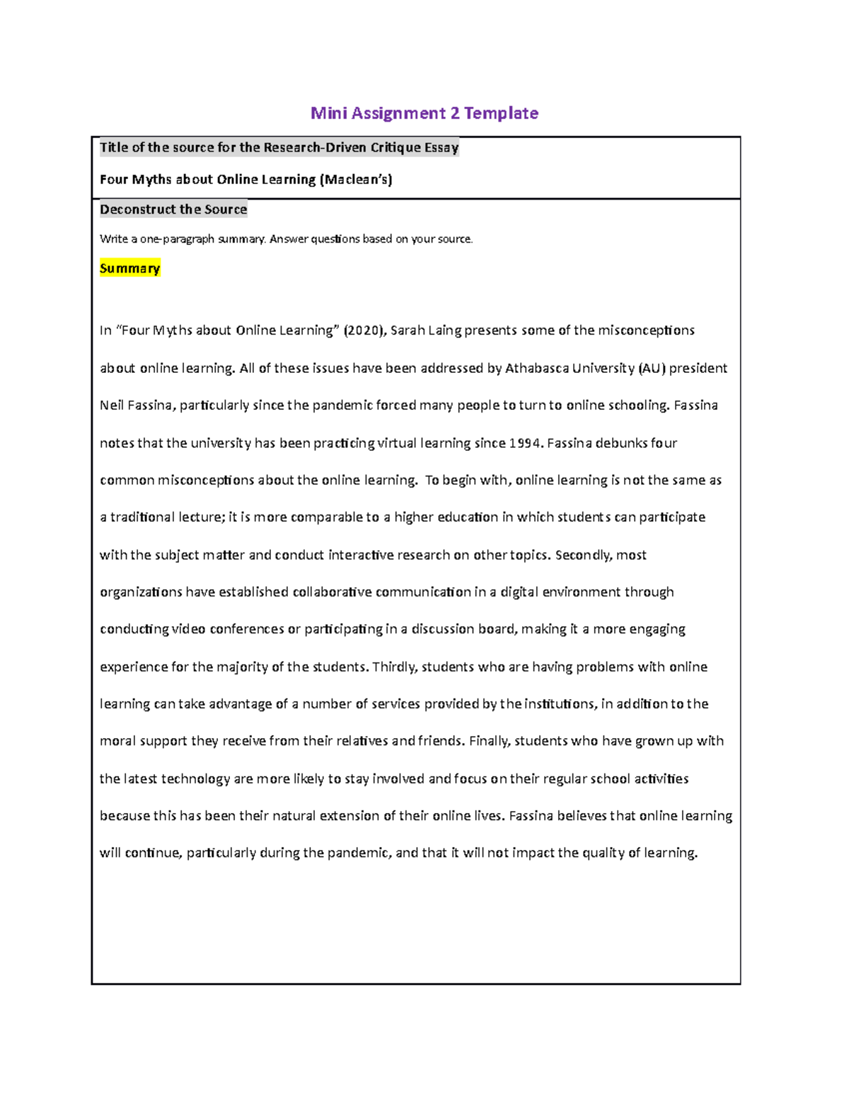 Mini Assignment 2 - OK go ahead - Mini Assignment 2 Template Title of the source for the - Studocu