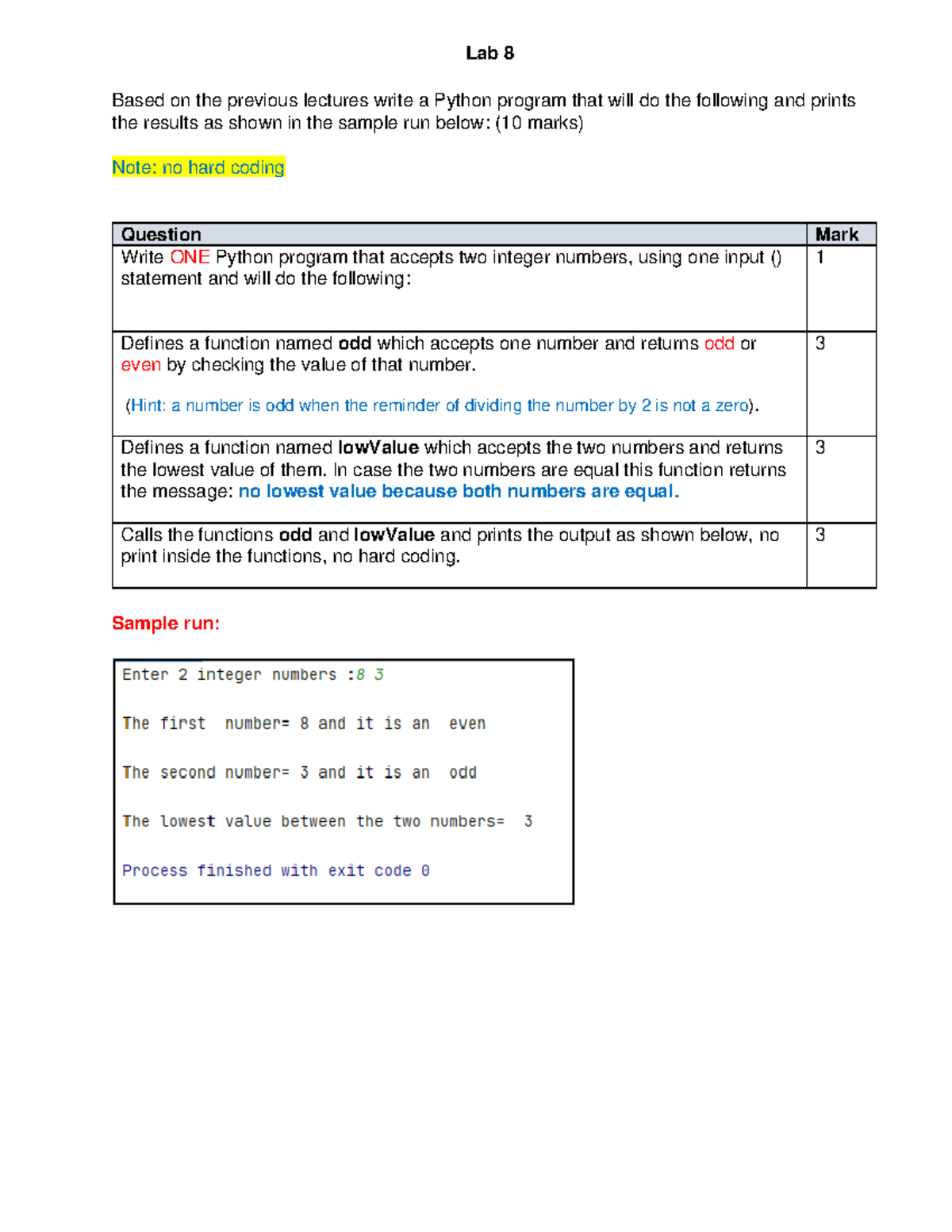 Lab8 G2 - lab - Lab 8 Based on the previous lectures write a Python program that will do the ...