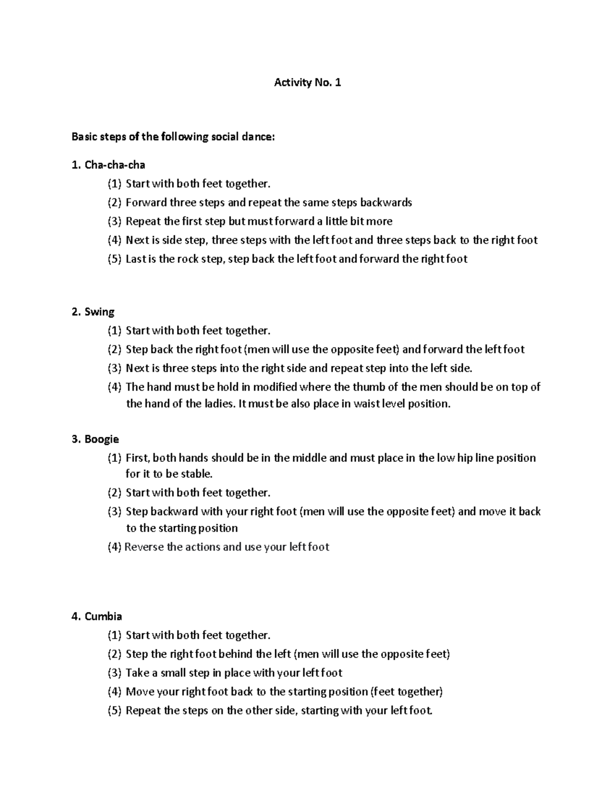 PE Activity 1 Midterm - 1. Research and identify the basic steps in the ...