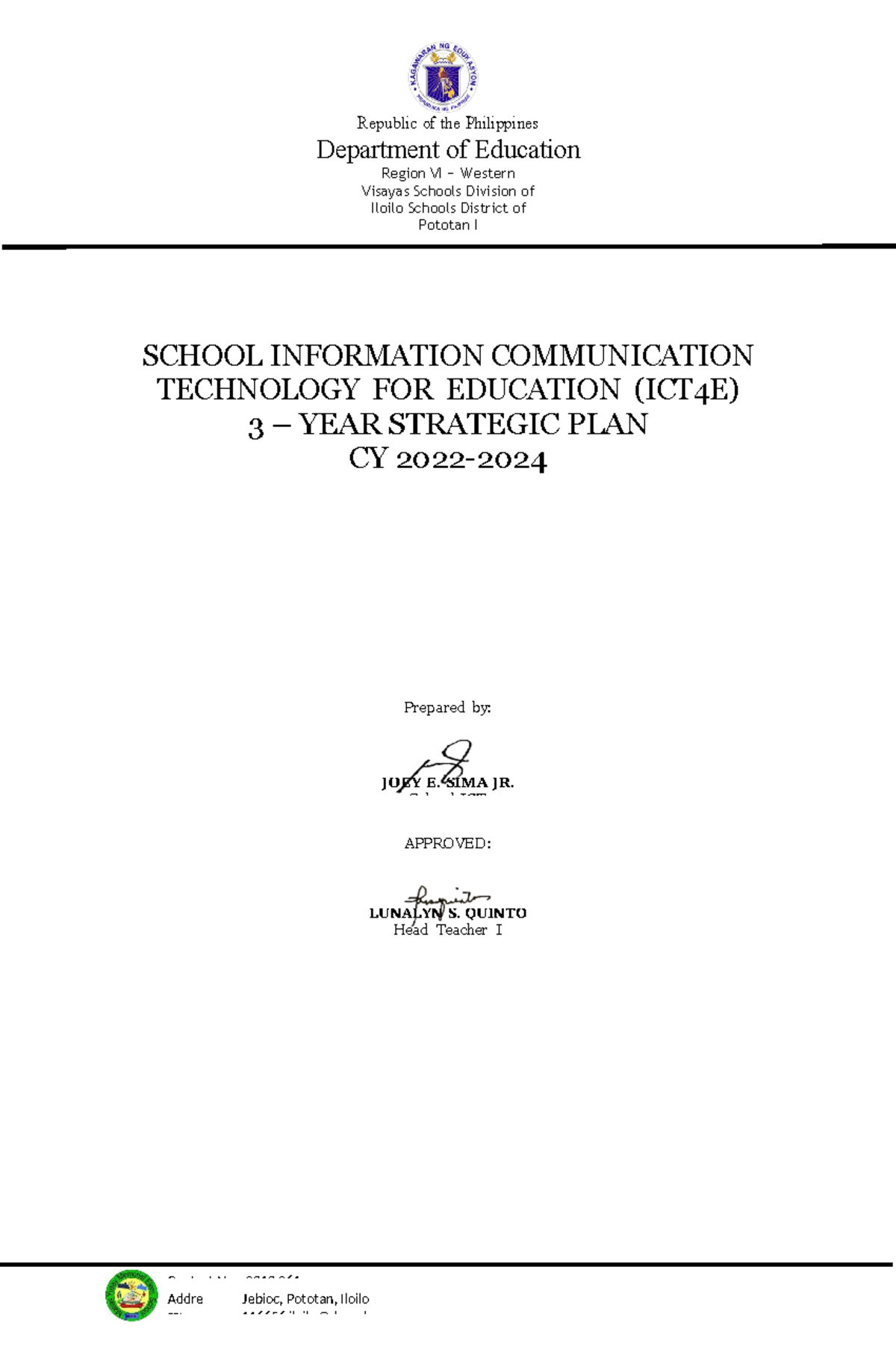 School ict strategic plan - Department of Education Region VI – Western ...