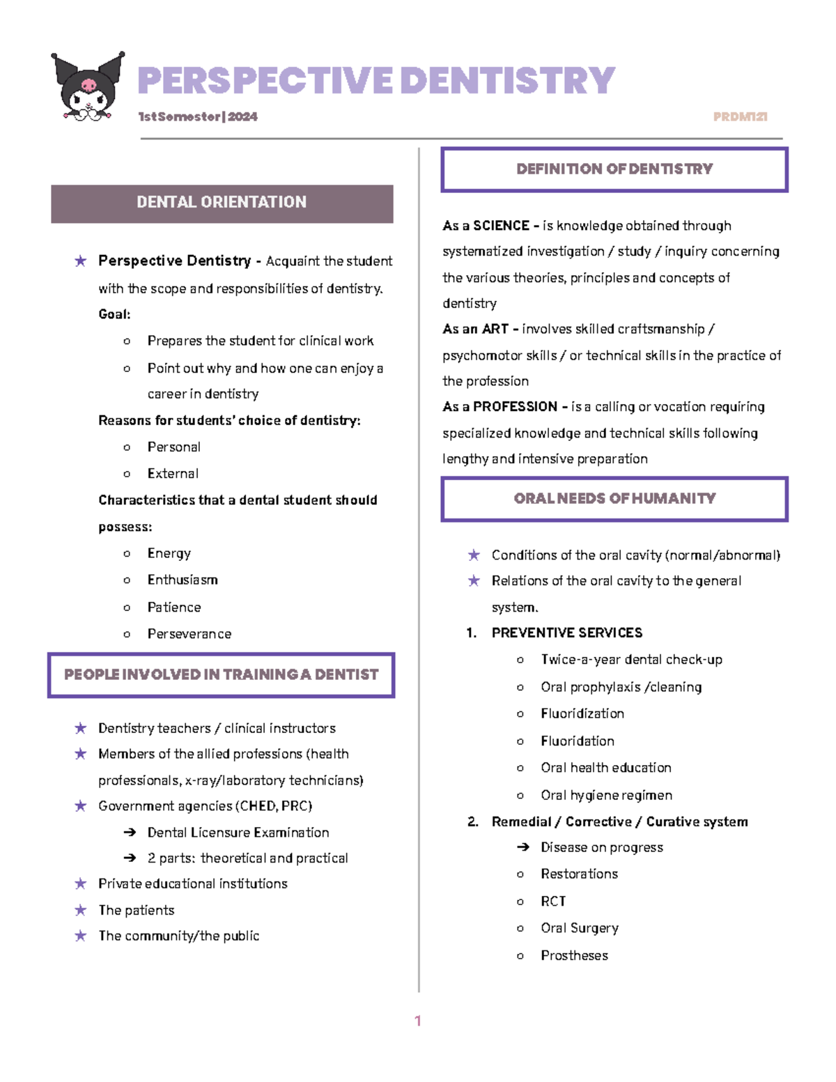 PRDM121 Prelims - 1st Semester | 2024 PRDM DENTAL ORIENTATION ...