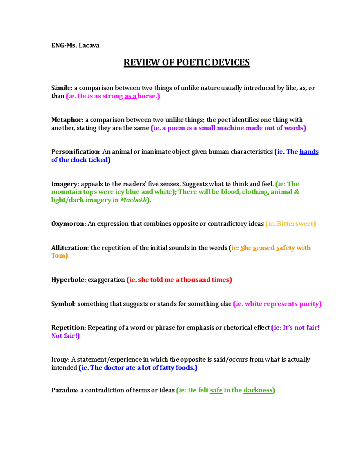 Copy of Review of Poetic Devices for 3U - ENG-Ms. Lacava REVIEW OF ...