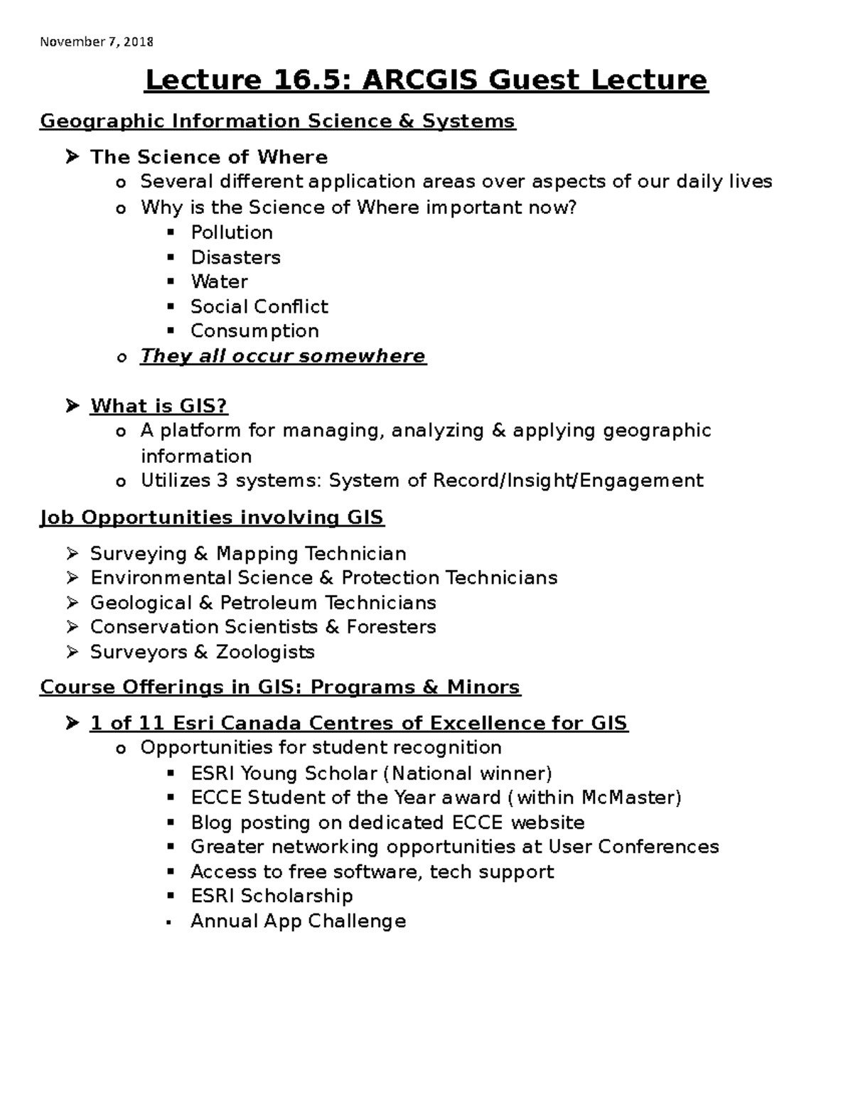 Lecture 16.5- Arcgis Guest Lecture - November 7, 2018 Lecture 16 ...