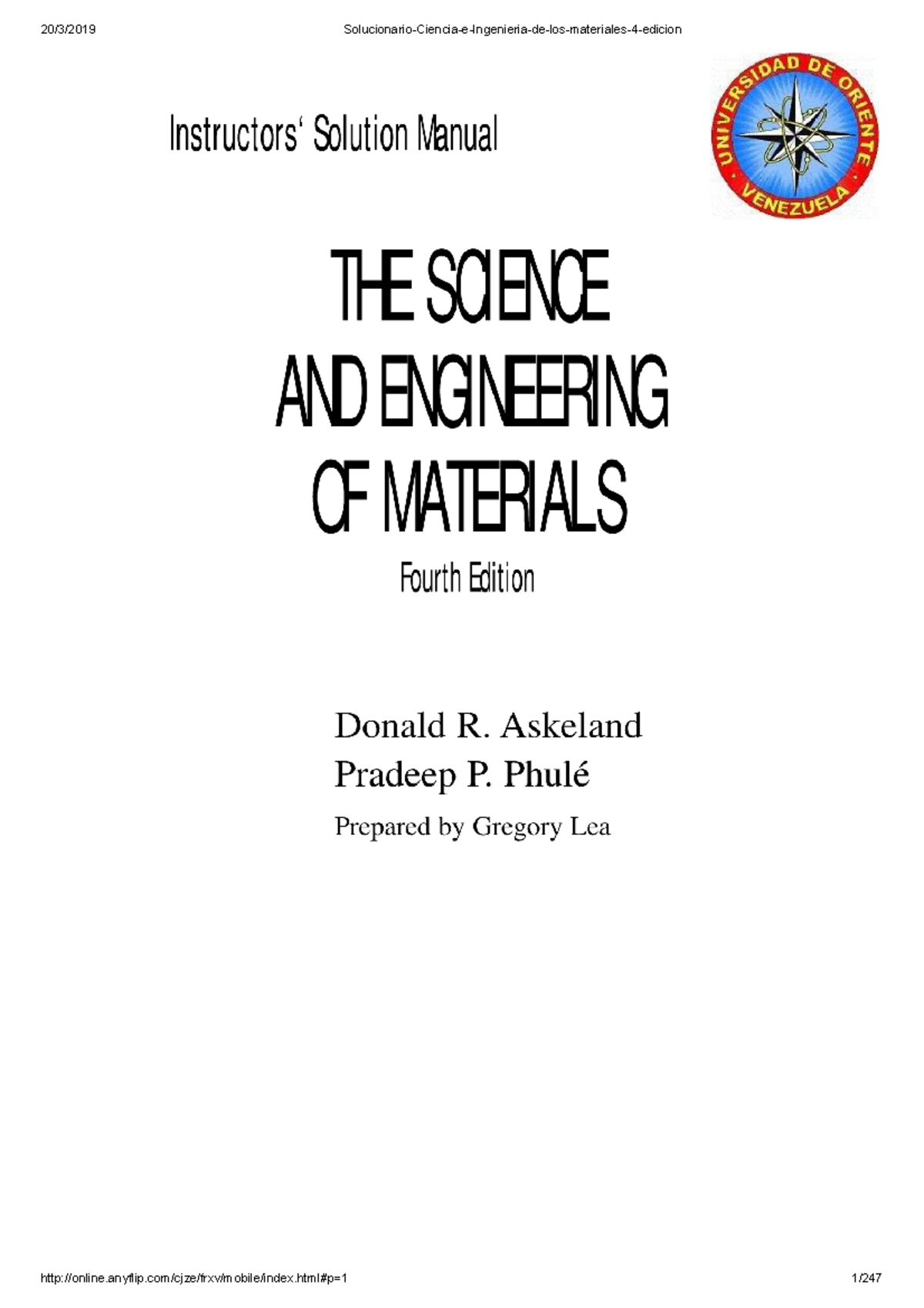Donald R. Askeland Pradeep P. Phul Ã© - The Science And Engineering Of Materials (Intructors ...