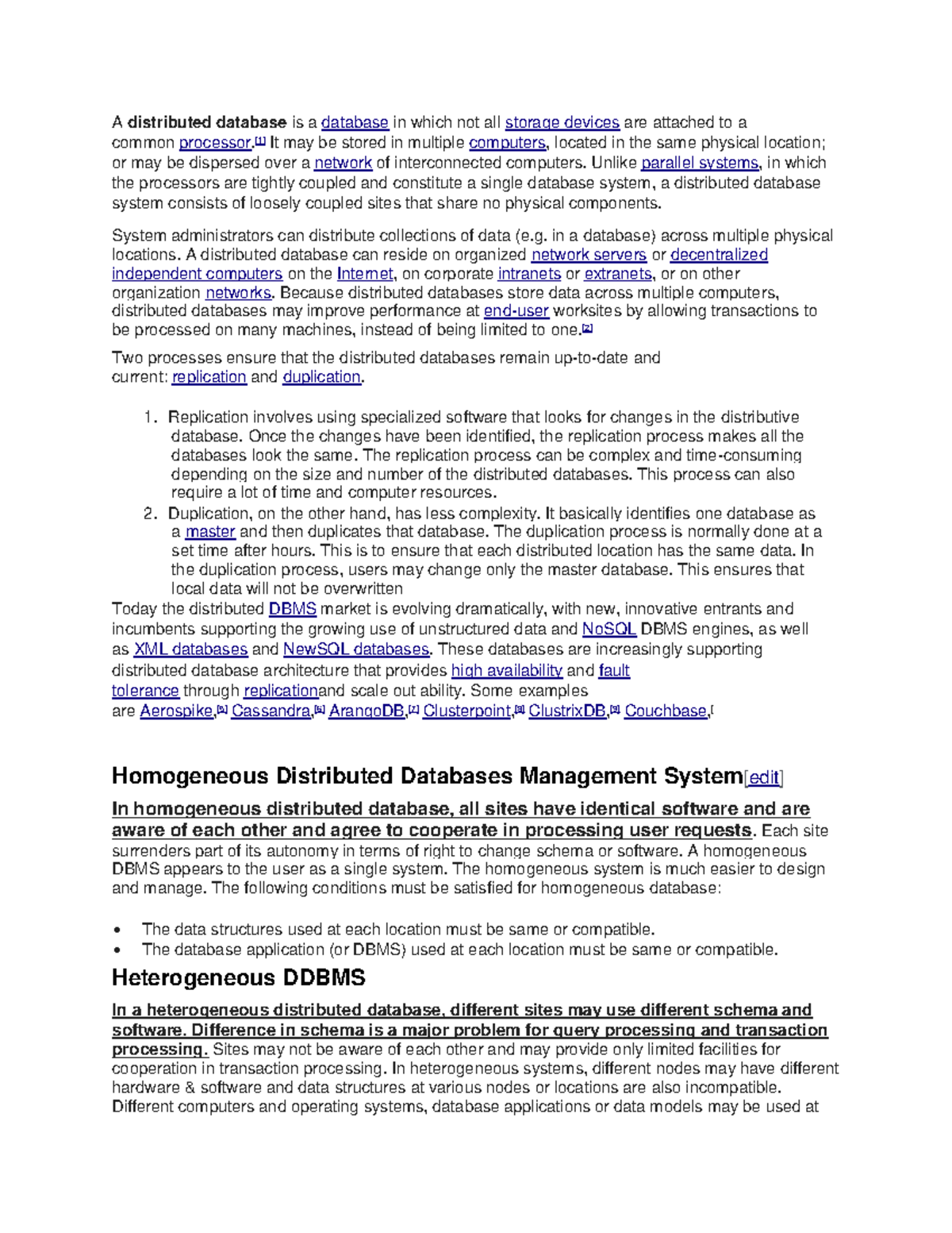 Ddbms - for maintainserver - A distributed database is a database in which not all storage ...