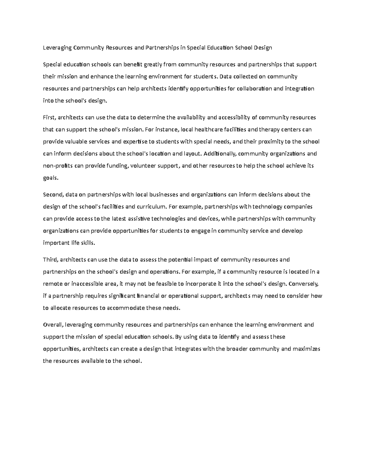 Leveraging Community Resources and Partnerships in Special Education ...