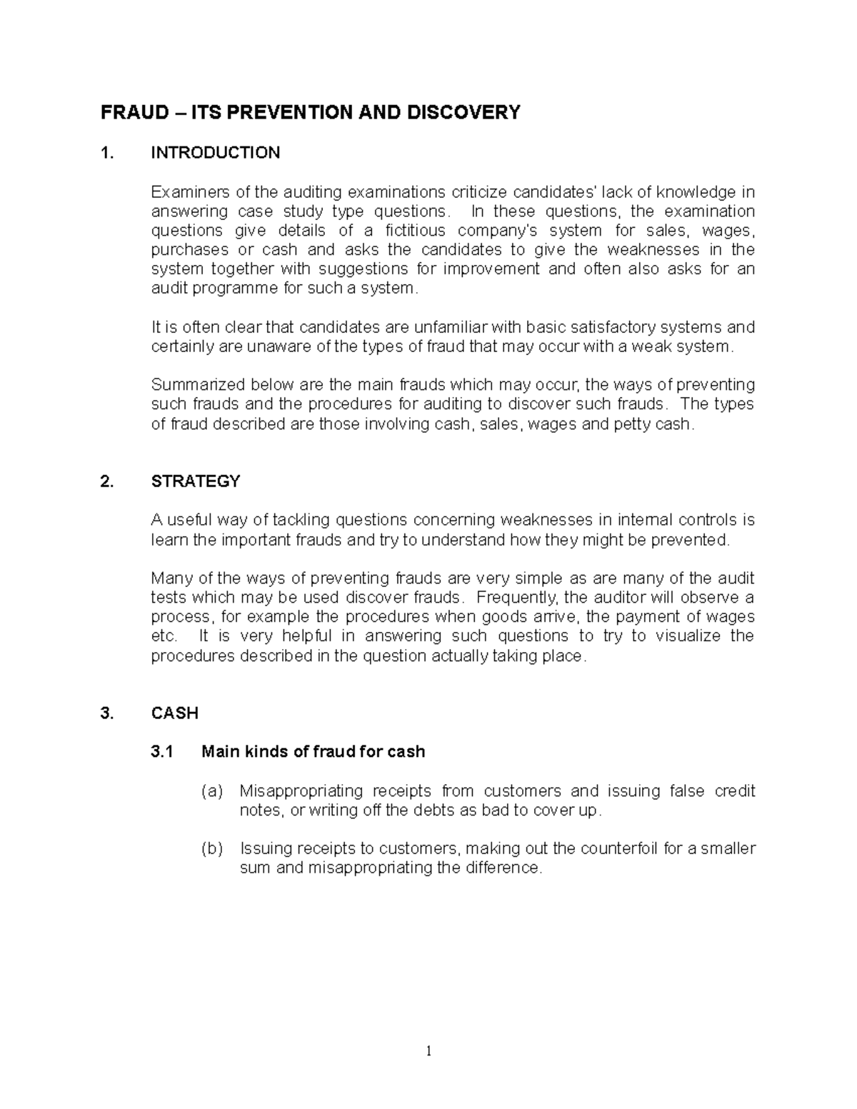 Fraud - a detailed description - FRAUD – ITS PREVENTION AND DISCOVERY 1 ...