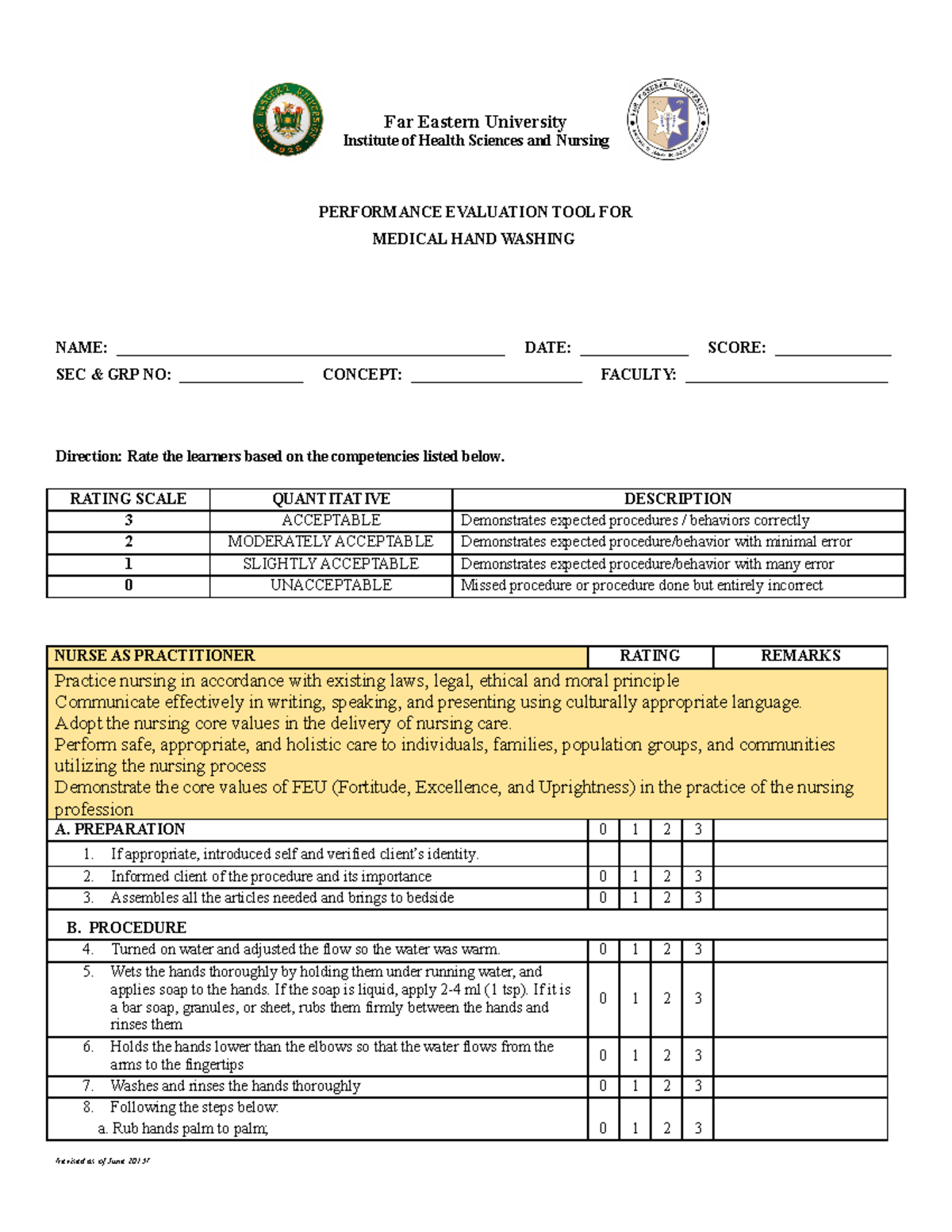 Etool- Handwashing-2022 - Far Eastern University Institute of Health ...