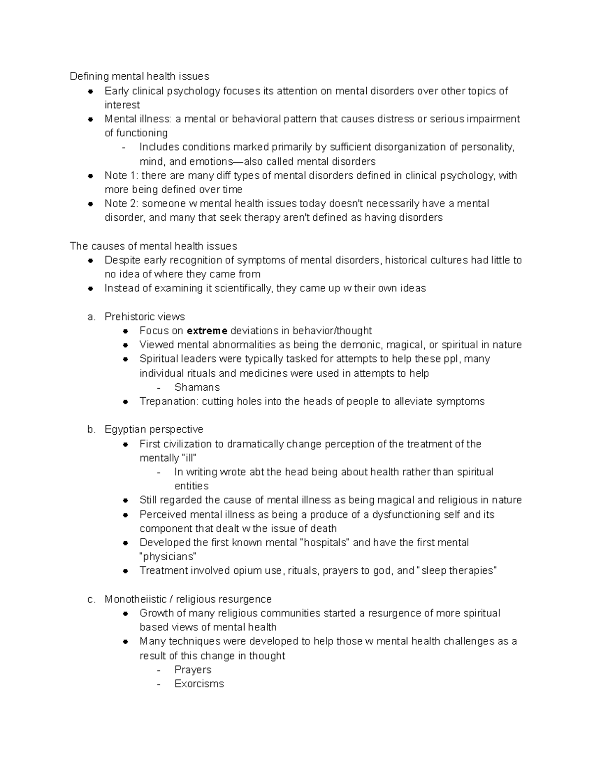 Lecture 19: Defining Clinical Psychology - Defining mental health issues Early clinical ...