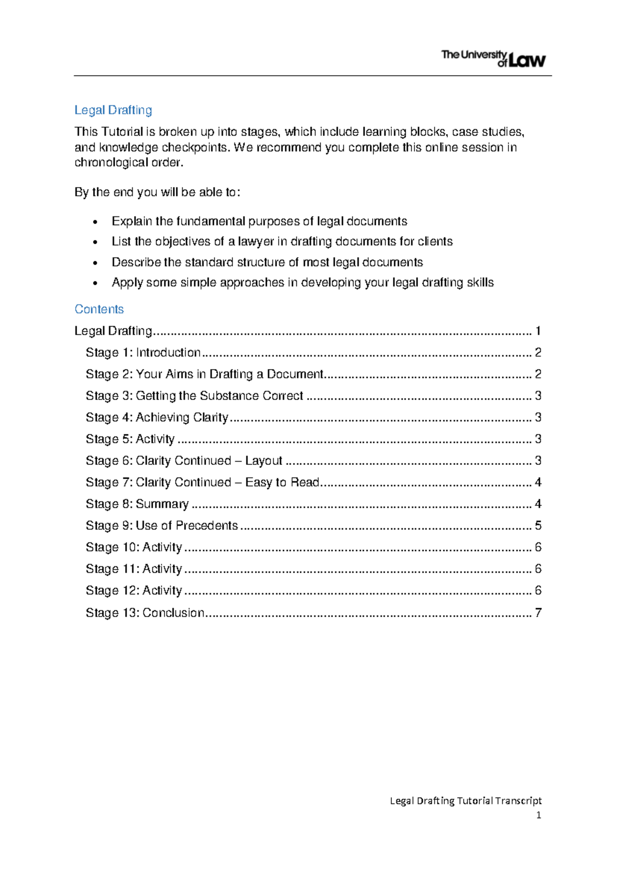Legal Drafting Transcript - Legal Drafting Tutorial Transcript Legal ...