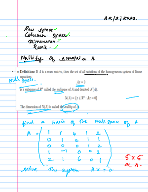 LEC NOTES FOR MAT3004 - Applied Linear Algebra - Studocu