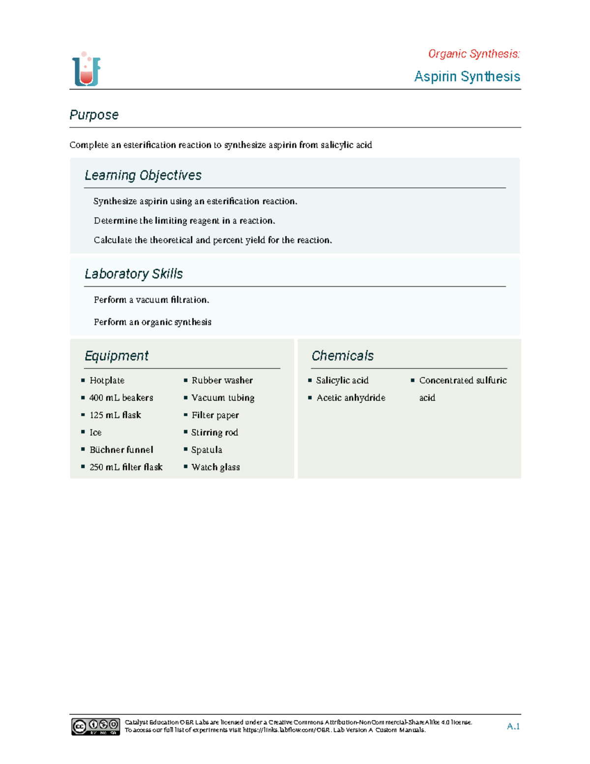 Lab flow week 11 - pre lab - Organic Synthesis: Aspirin Synthesis ...