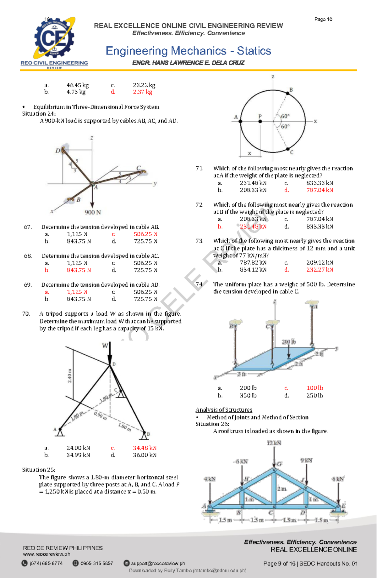 Module-5 Problem-75-93 - REO CELE Review 67. Determine the tension ...