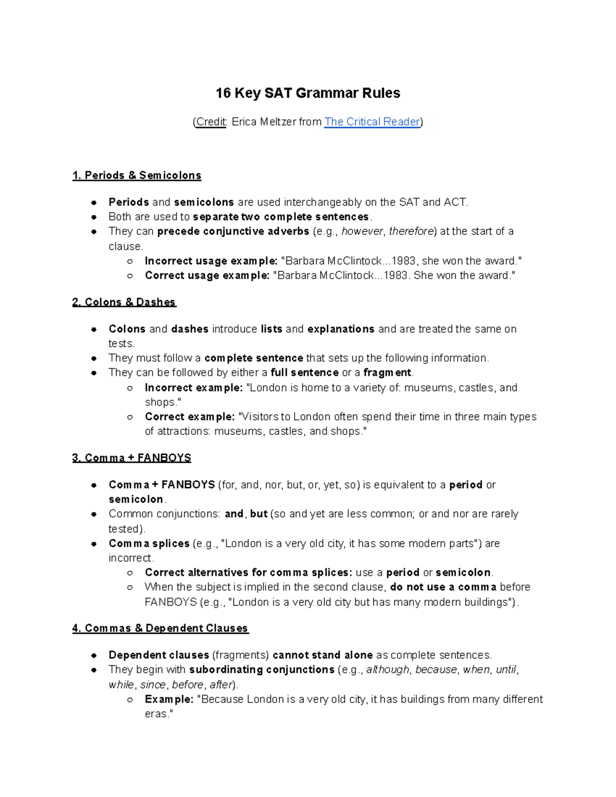 SAT Grammar Rules - asdfasdfasdf - 16 Key SAT Grammar Rules (Credit ...
