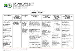 Final drug study - Nursing - La Salle University College of Nursing ...