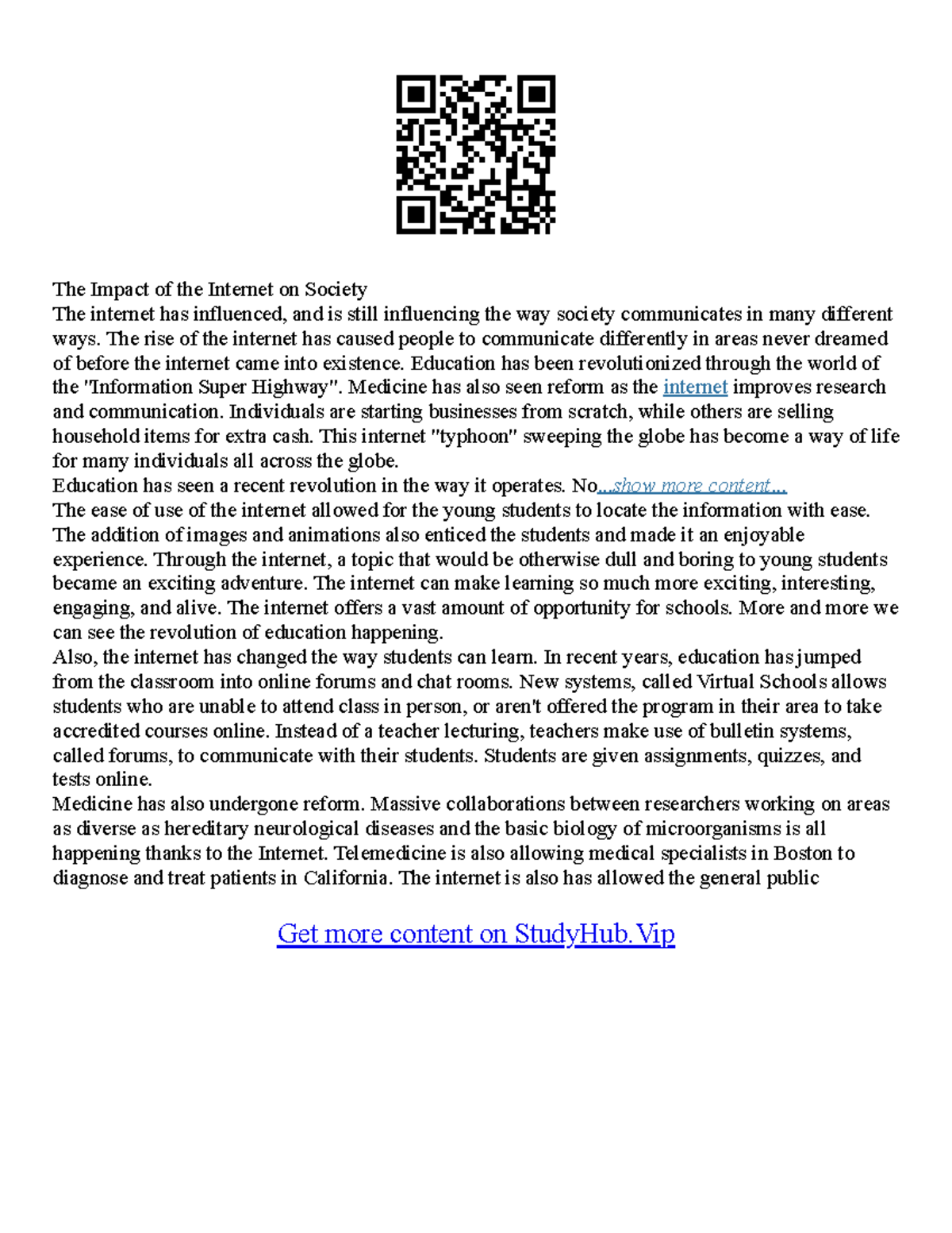 The Internet Essay - The Impact of the Internet on Society The internet ...