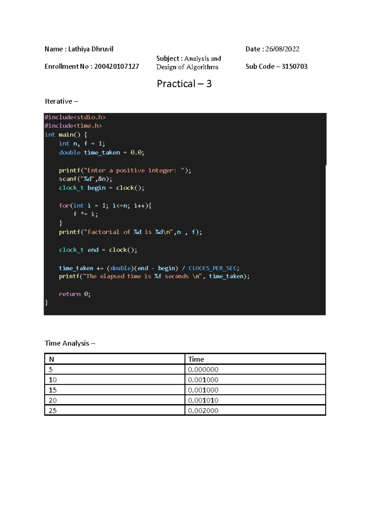 Itrative in ada - Name : Lathiya Dhruvil Date : 26/08/ Enrollment No ...
