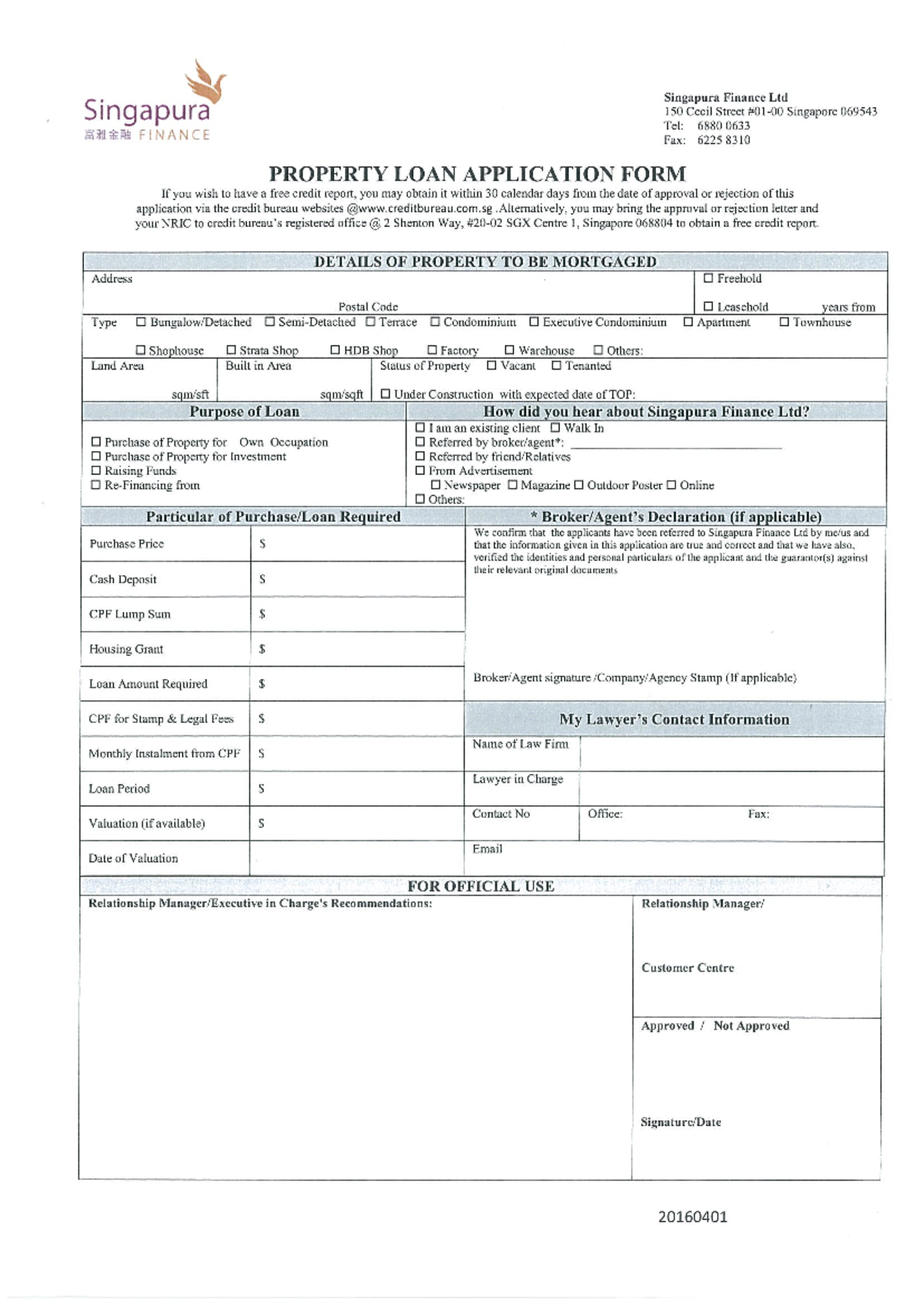 3) Form - Property LOAN Application FORM A4 2016 0401 clean template ...