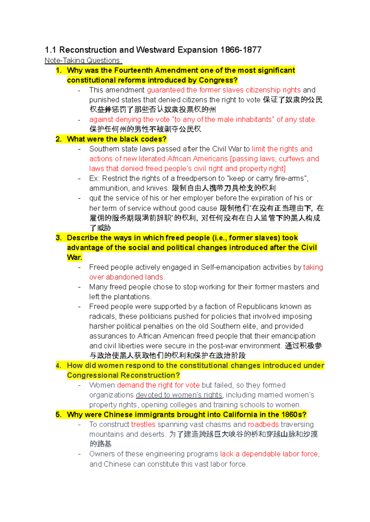 Unite 1eigerkhskhfk - 1 Reconstruction and Westward Expansion 1866 ...