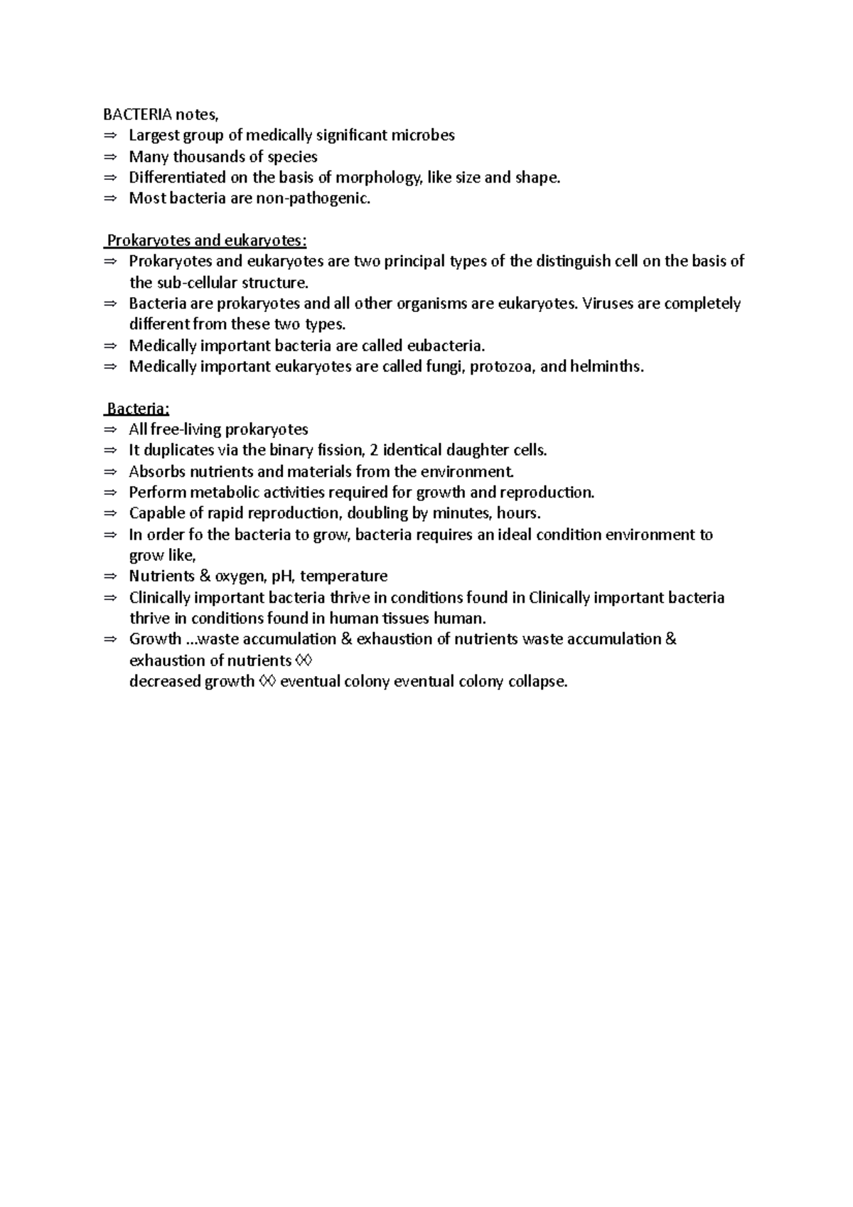 Bacteria notes - Human Infection and Immunity 1 - BACTERIA notes ...